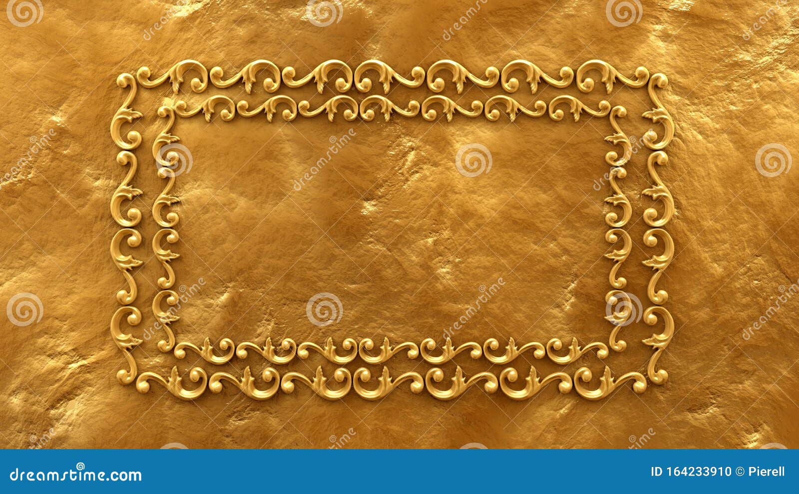 Beautiful Golden Christmas Frame. 3D Rendering, Illustration Stock ...