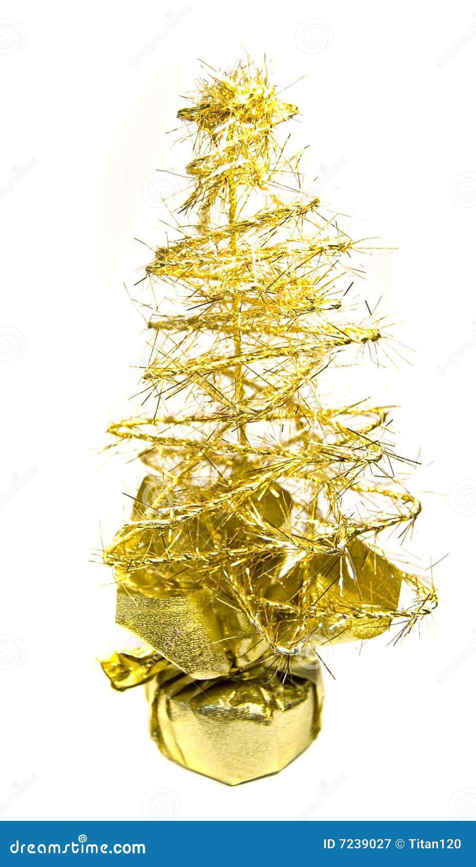 Beautiful Golden Christmas Tree Isolated on White Stock Image - Image ...