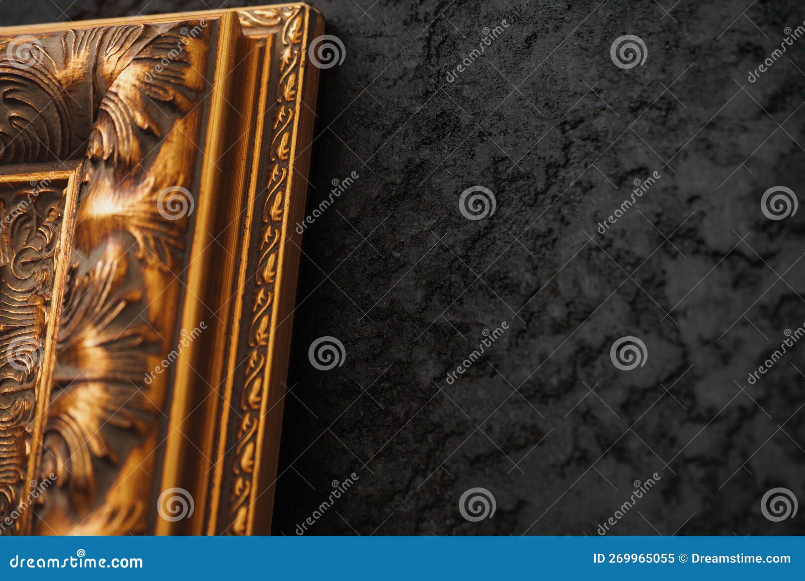 Beautiful Golden Frame with Pattern Close Up Stock Image - Image of ...