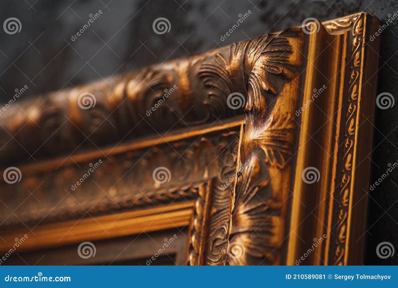 Beautiful Golden Frame with Pattern Close Up Stock Image - Image of ...