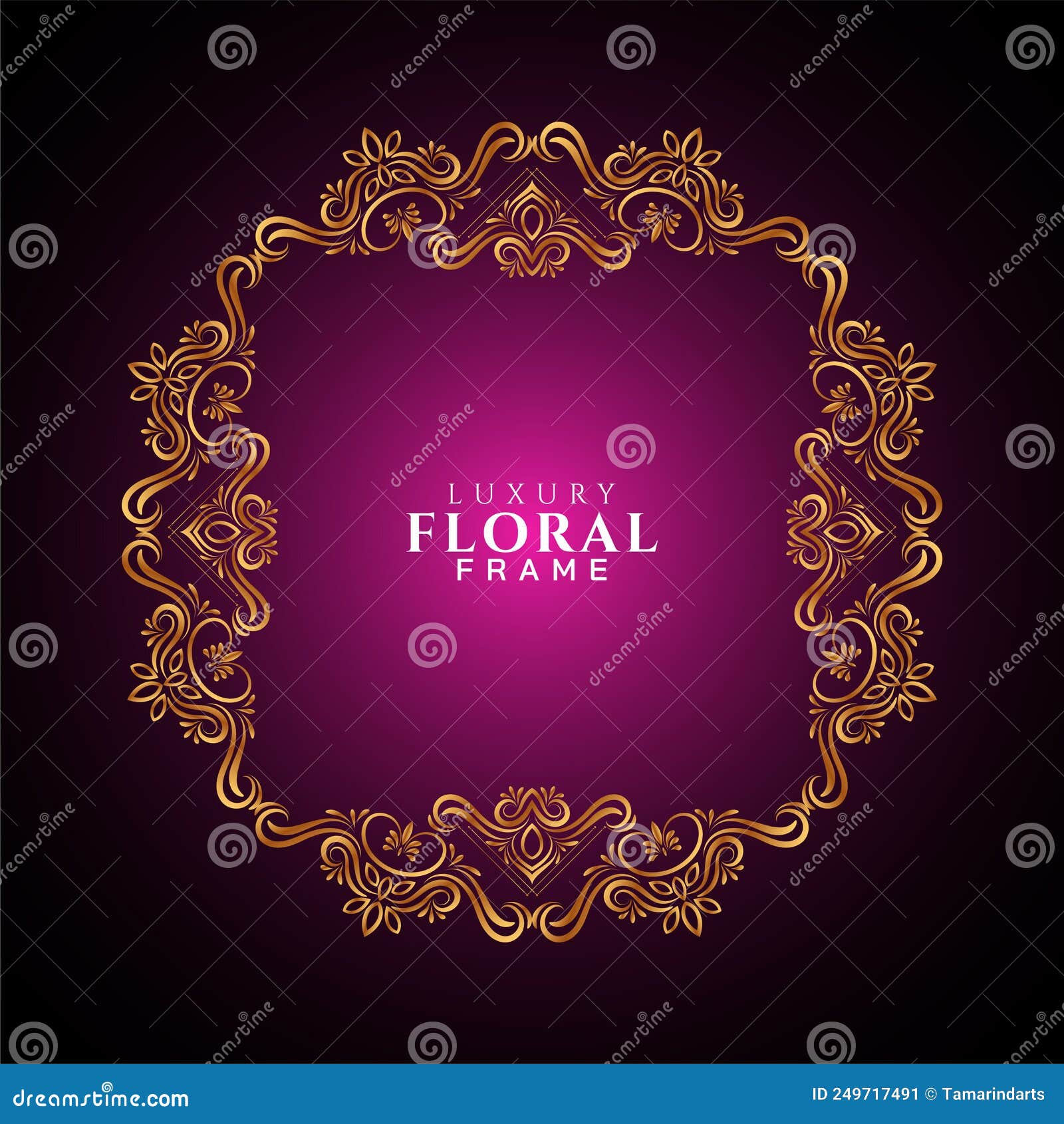 Beautiful Golden Frame Design Purple Background Stock Vector ...
