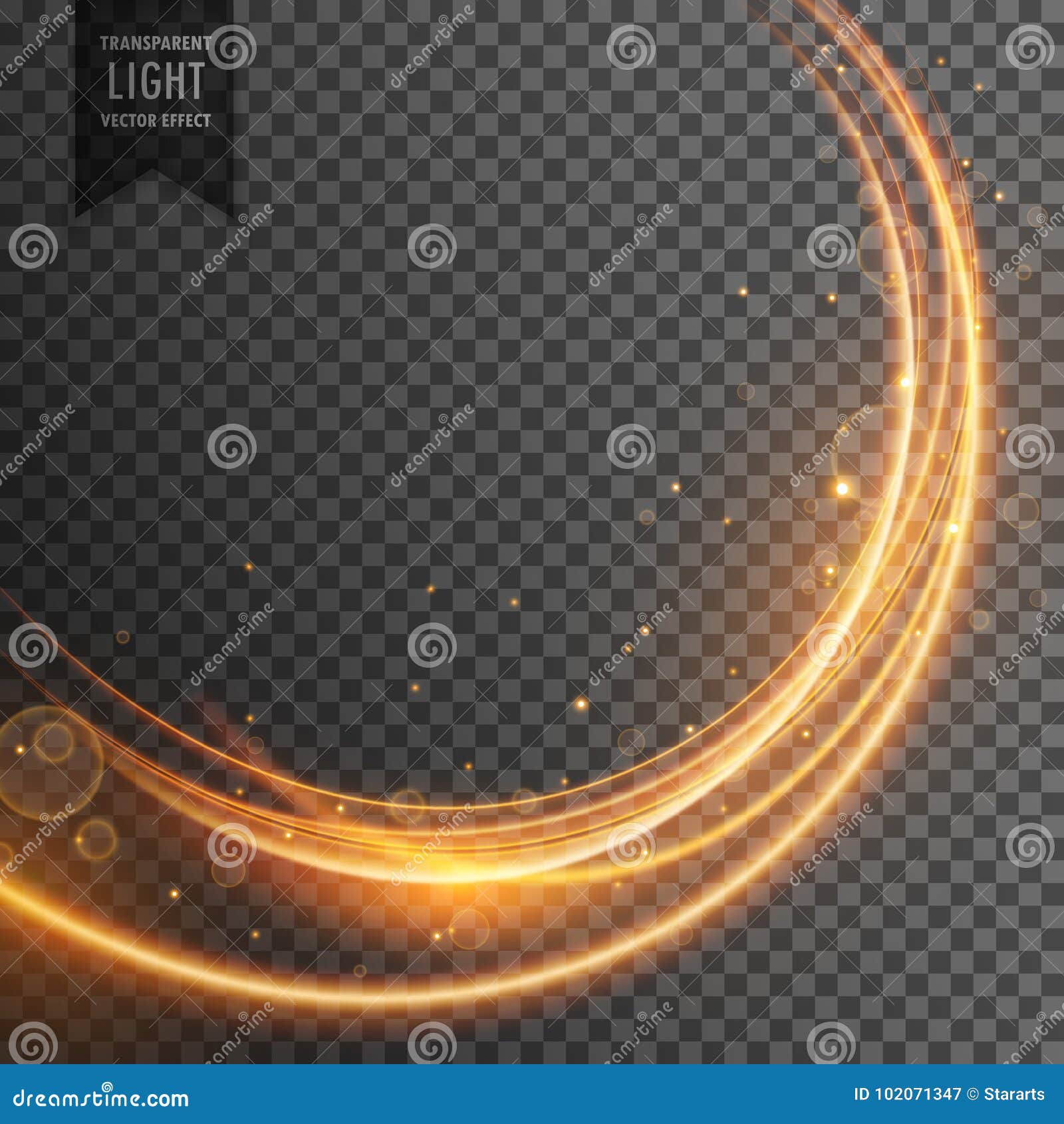 Beautiful Golden Light Effect in Wave Style Stock Vector - Illustration ...