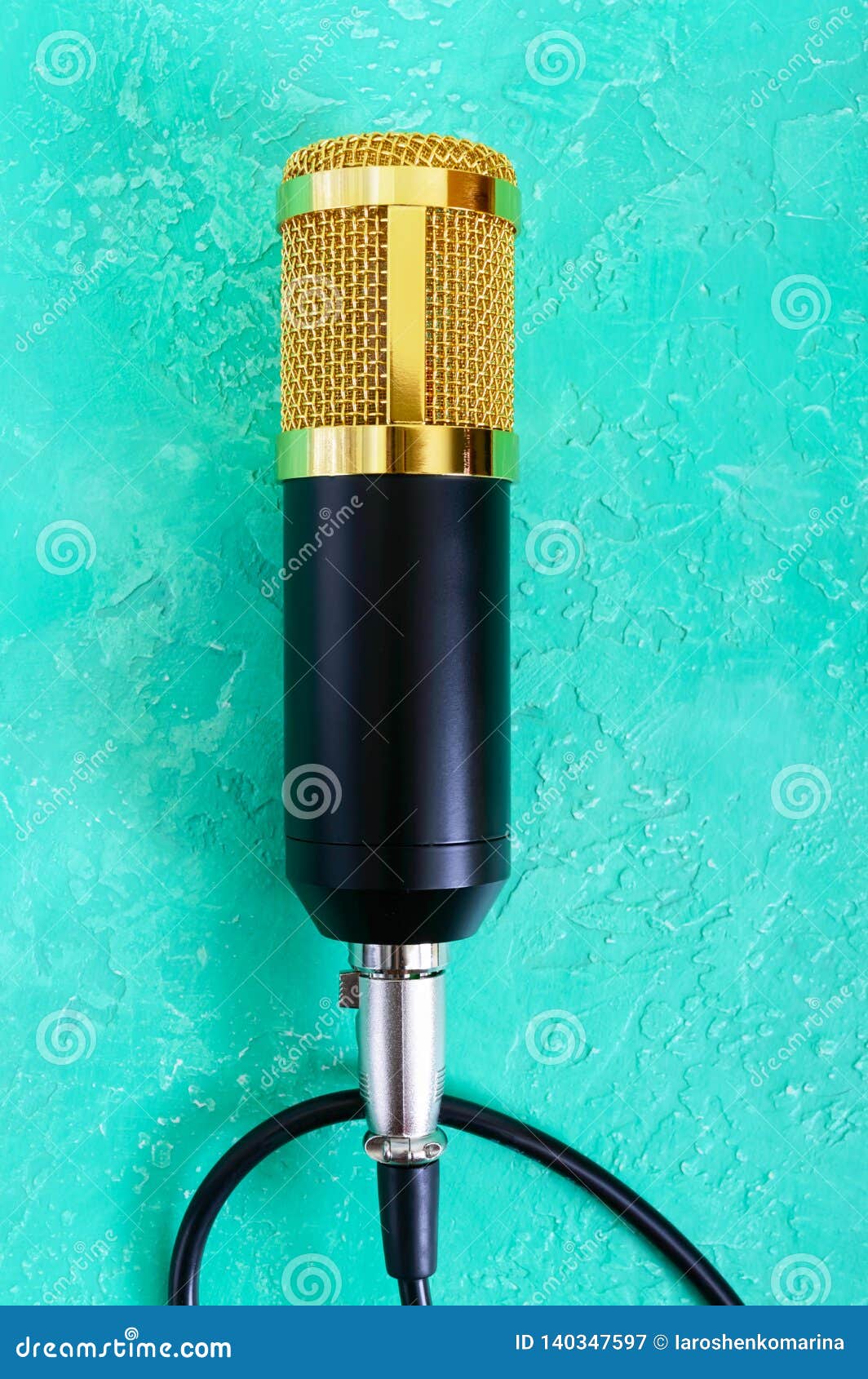 Beautiful Golden Microphone on a Bright Background. Stock Image - Image ...