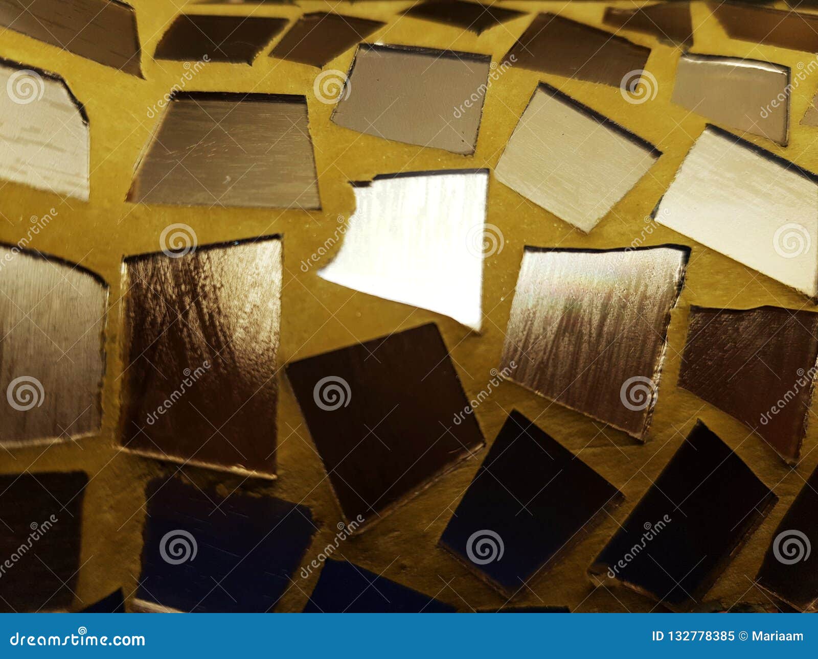 Beautiful Golden Mosaic Pattern on Plate. Mosaic Texture. Stock Image ...