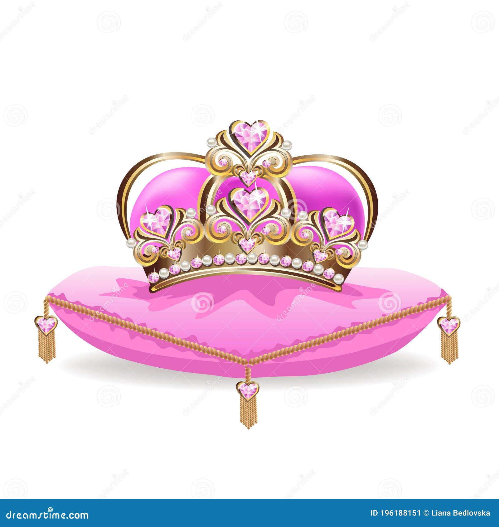 Beautiful Golden Princess Crown with Pearls and Pink Jewels Stock ...