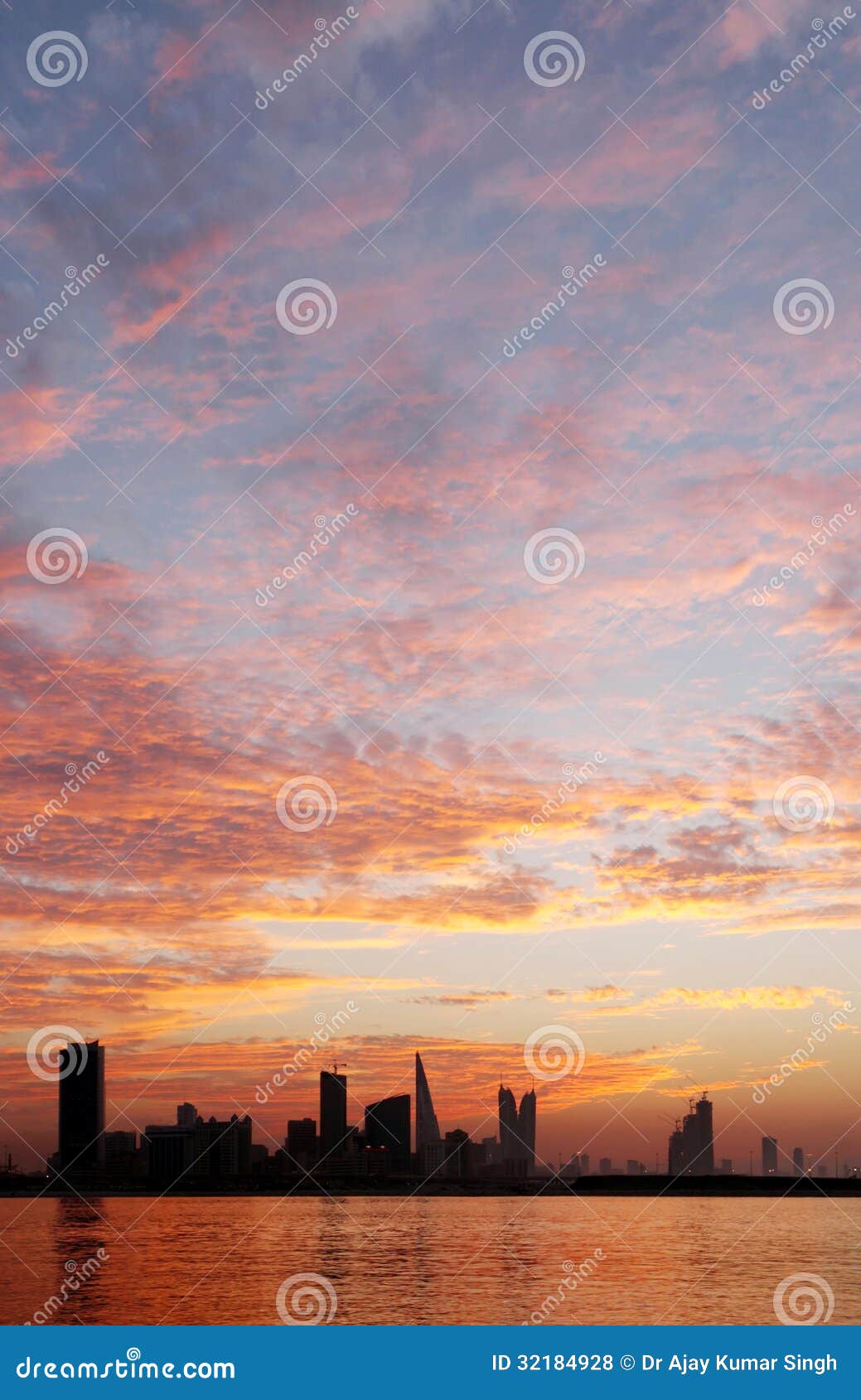 Beautiful Golden Sky and Bahrain Skyline Stock Photo - Image of arabia ...