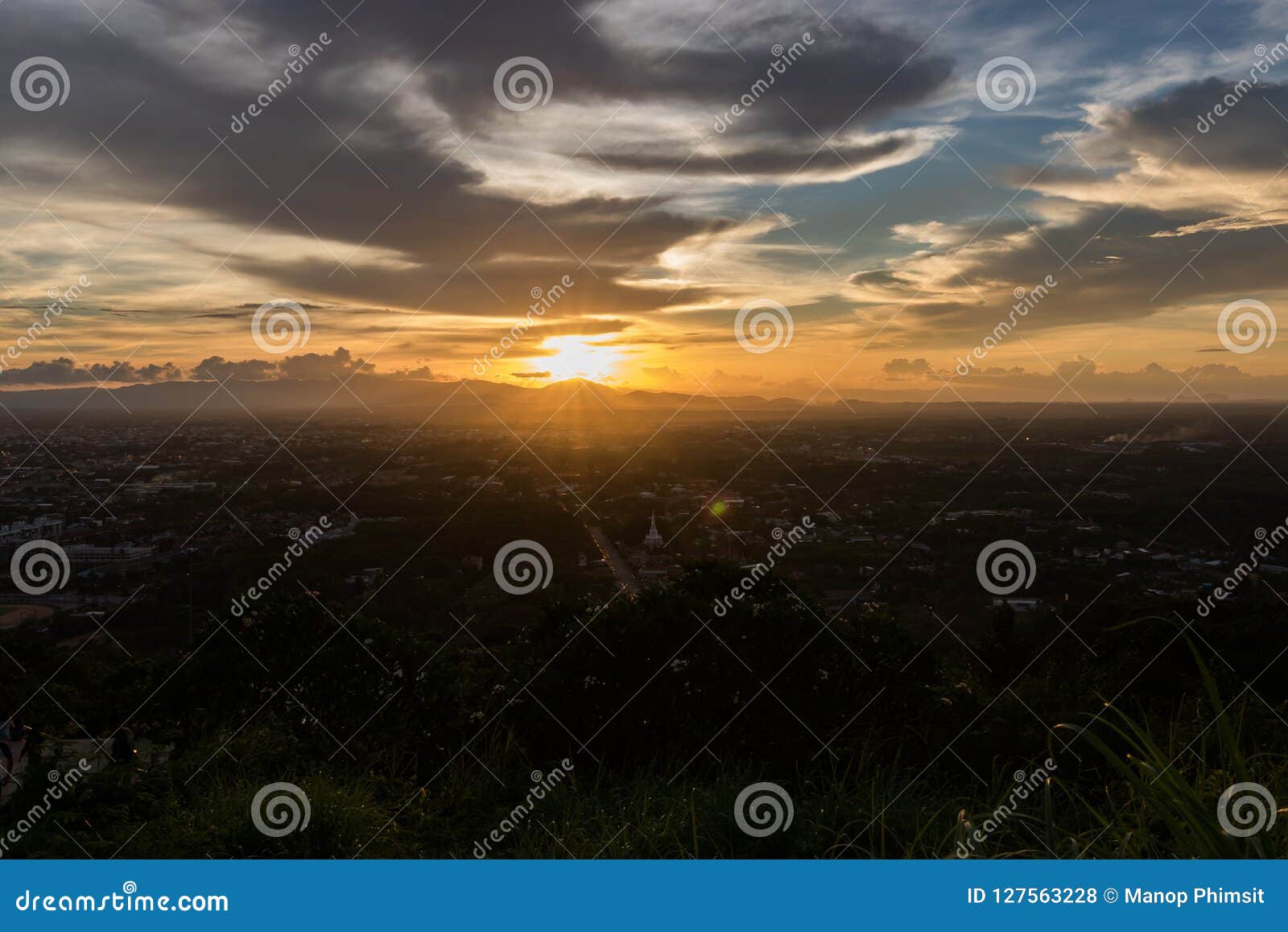 Beautiful Golden Sky Panorama View Stock Photo - Image of landscape ...