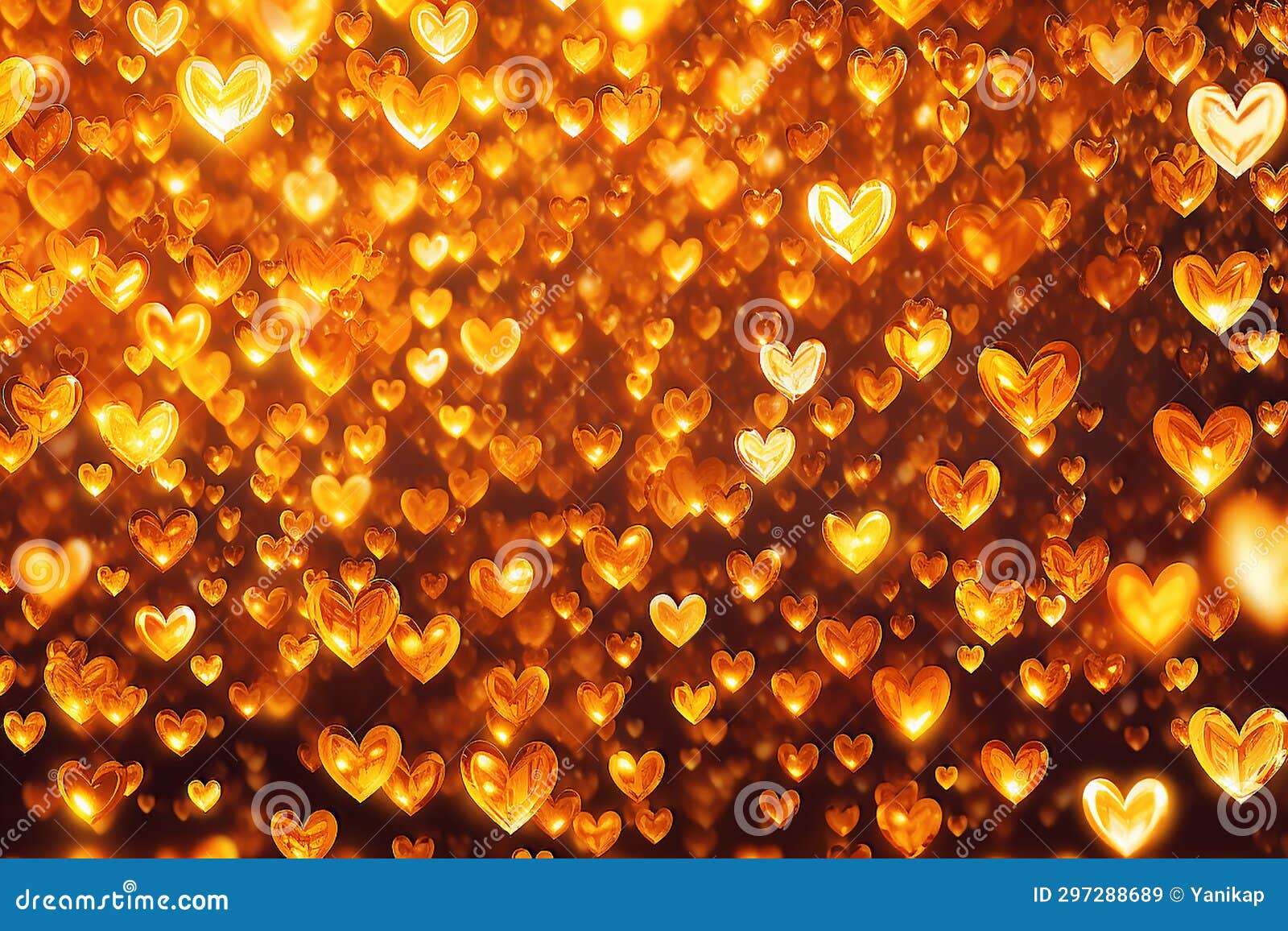 Beautiful Golden Sparkle Hearts Pattern on Black Background. Ai ...