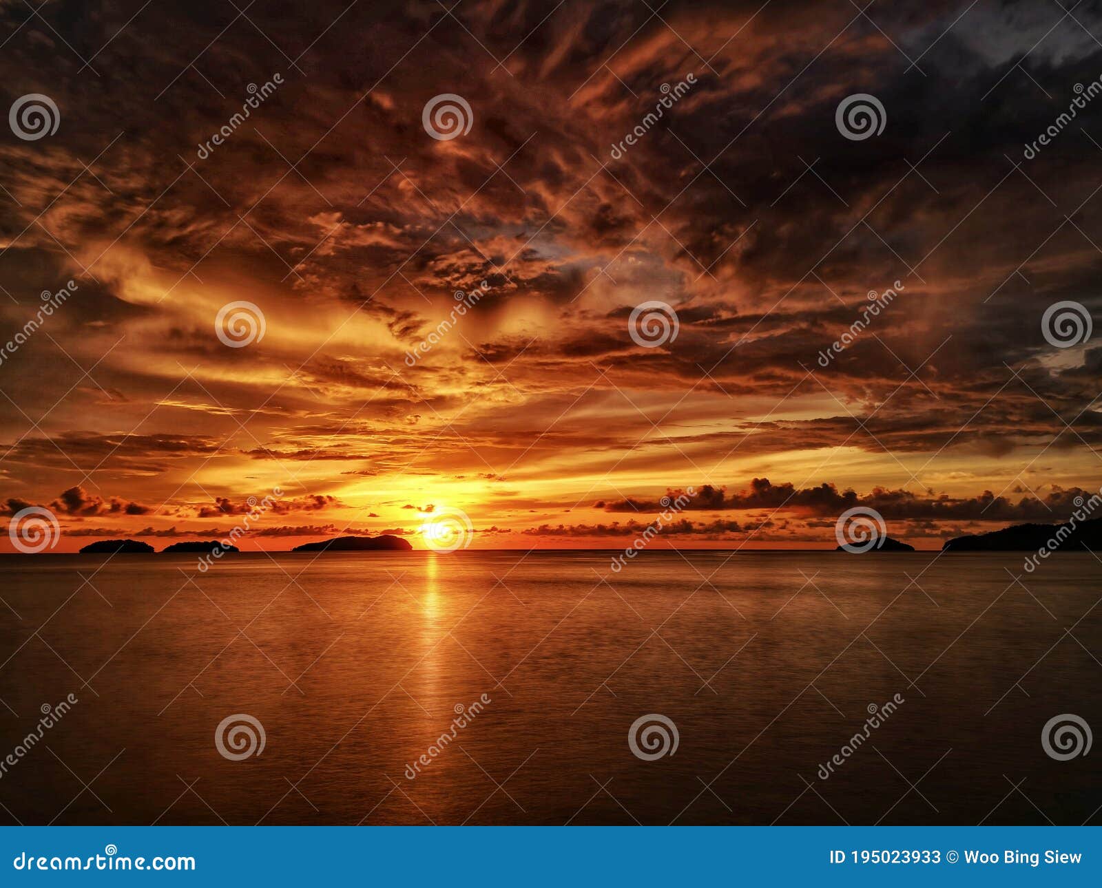 Beautiful Golden Sunset with Beach View Stock Image - Image of ...