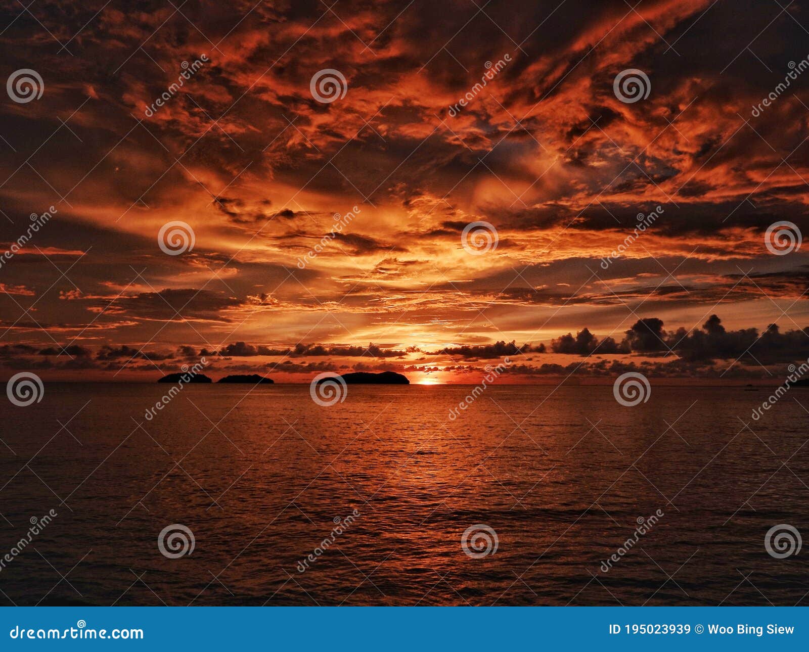 Beautiful Golden Sunset with Beach View Stock Image - Image of cloud ...