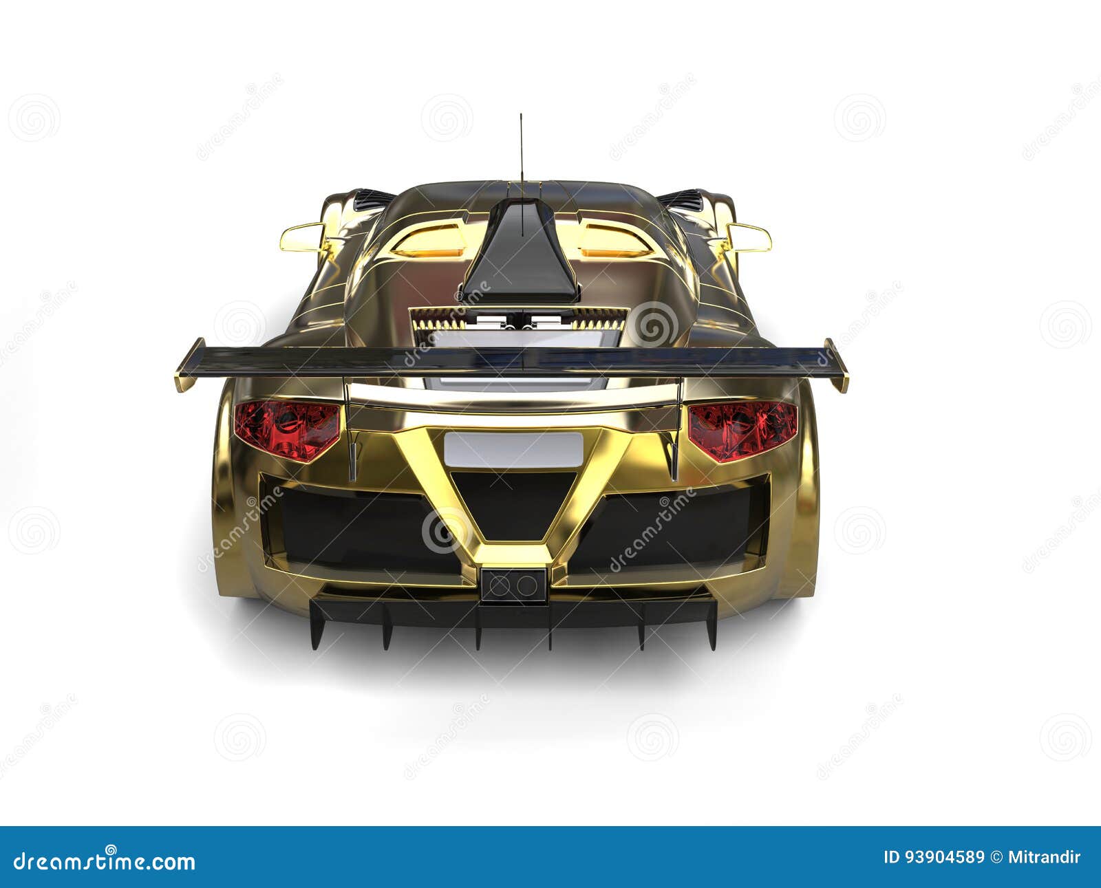Beautiful Golden Supercar - Back View Stock Illustration - Illustration ...