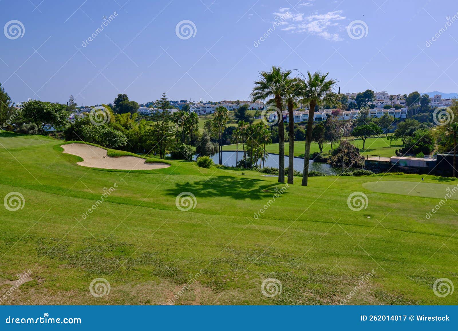 Beautiful Golf Course with Green Grass, Different Types of Trees, and a ...