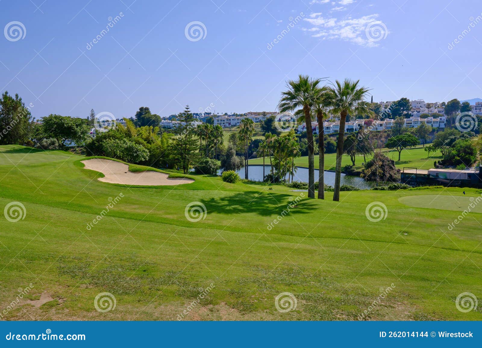 Beautiful Golf Course with Green Grass, Different Types of Trees, and a ...