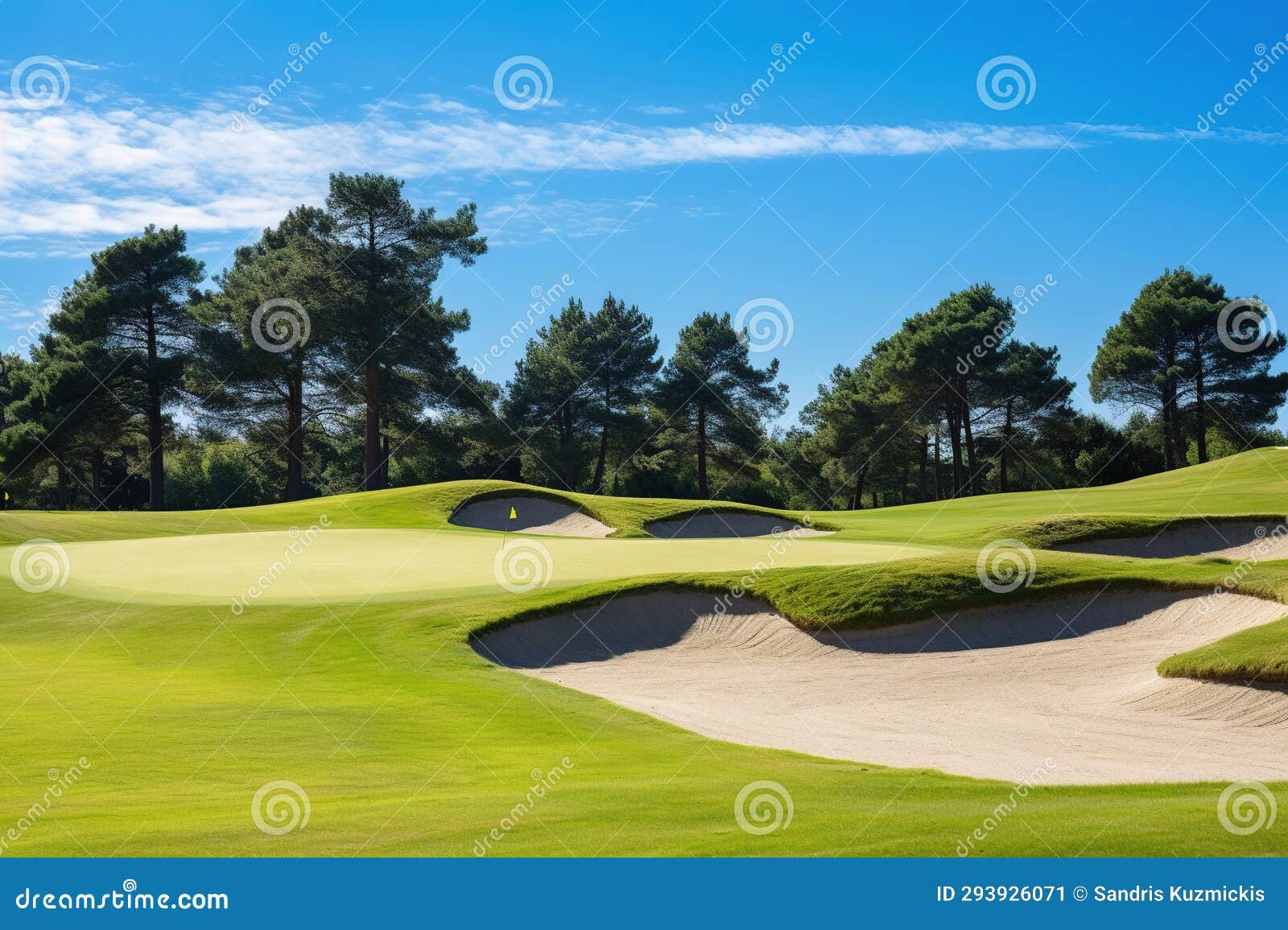 Beautiful Golf Course with Sand Bunkers. Generative AI Stock ...