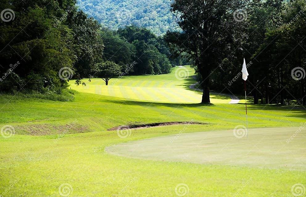 A Beautiful Golf Course in the Sunny Day Stock Image - Image of nature ...