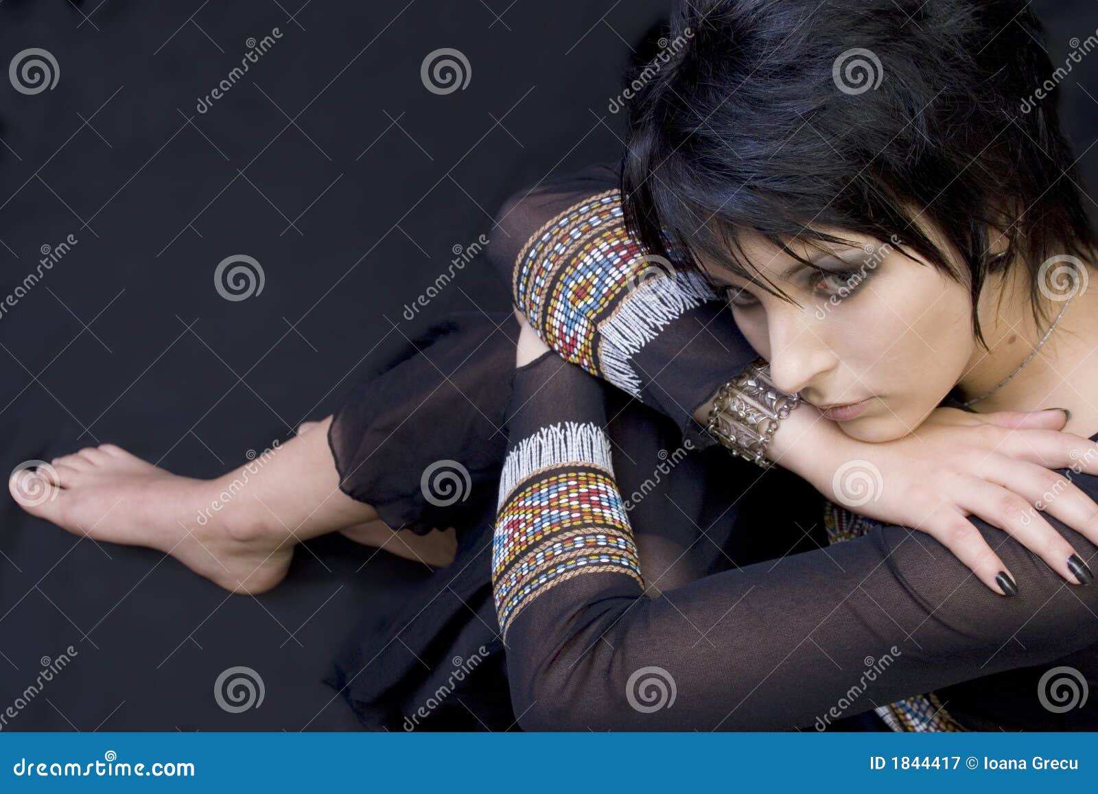 Beautiful Goth Woman Sitting Stock Image - Image of contemplate, adult ...