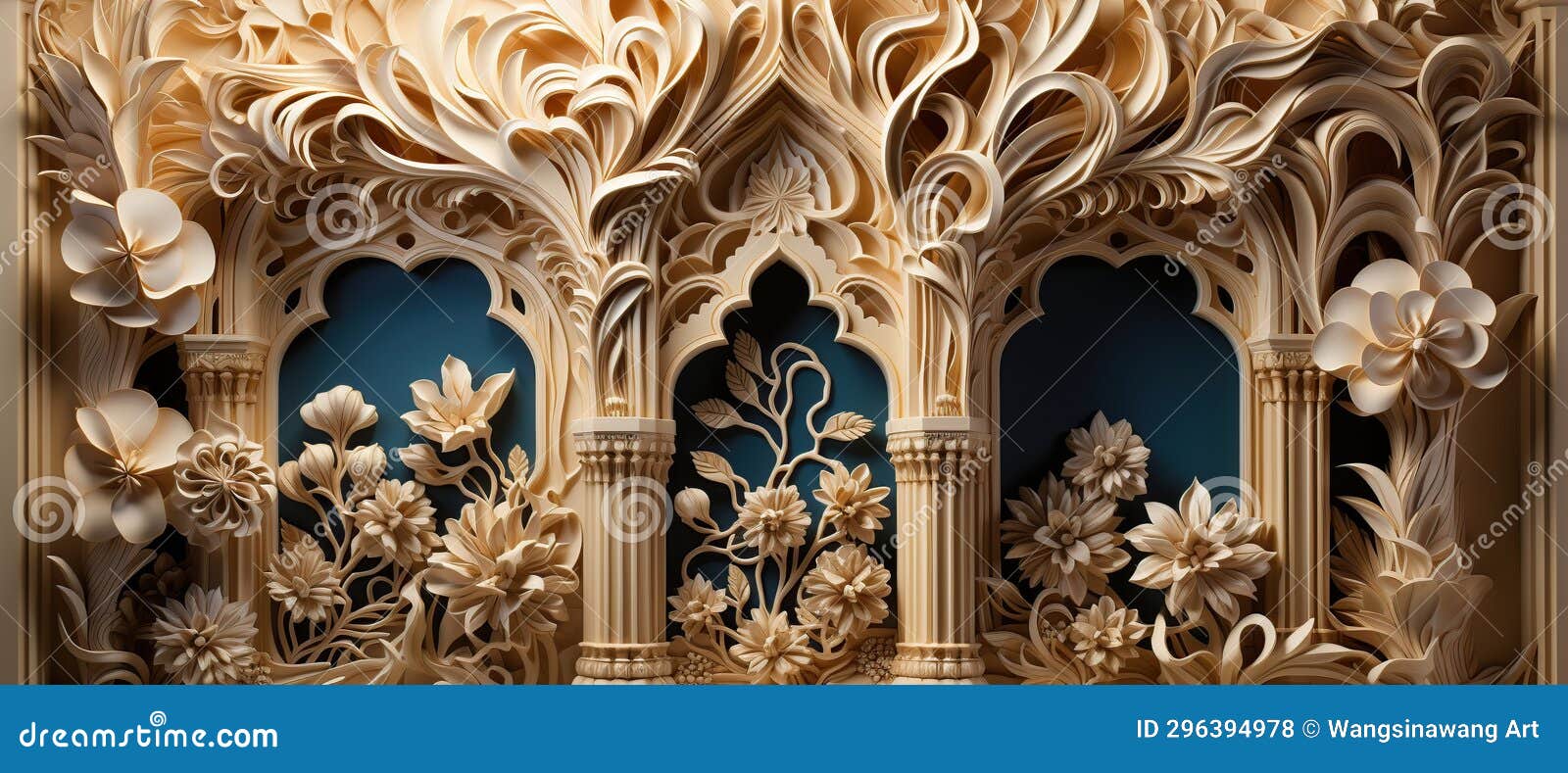 Beautiful Gothic Interior with Columns and Arches Stock Photo - Image ...