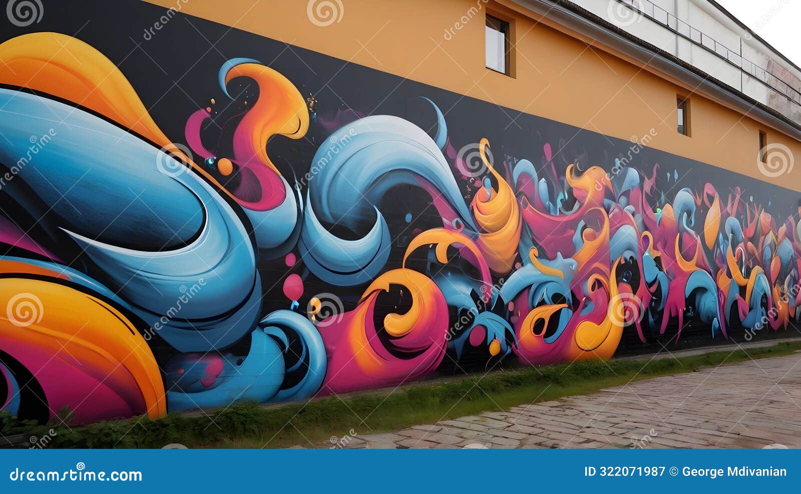 Beautiful Graffiti Painting on City Walls Stock Illustration ...