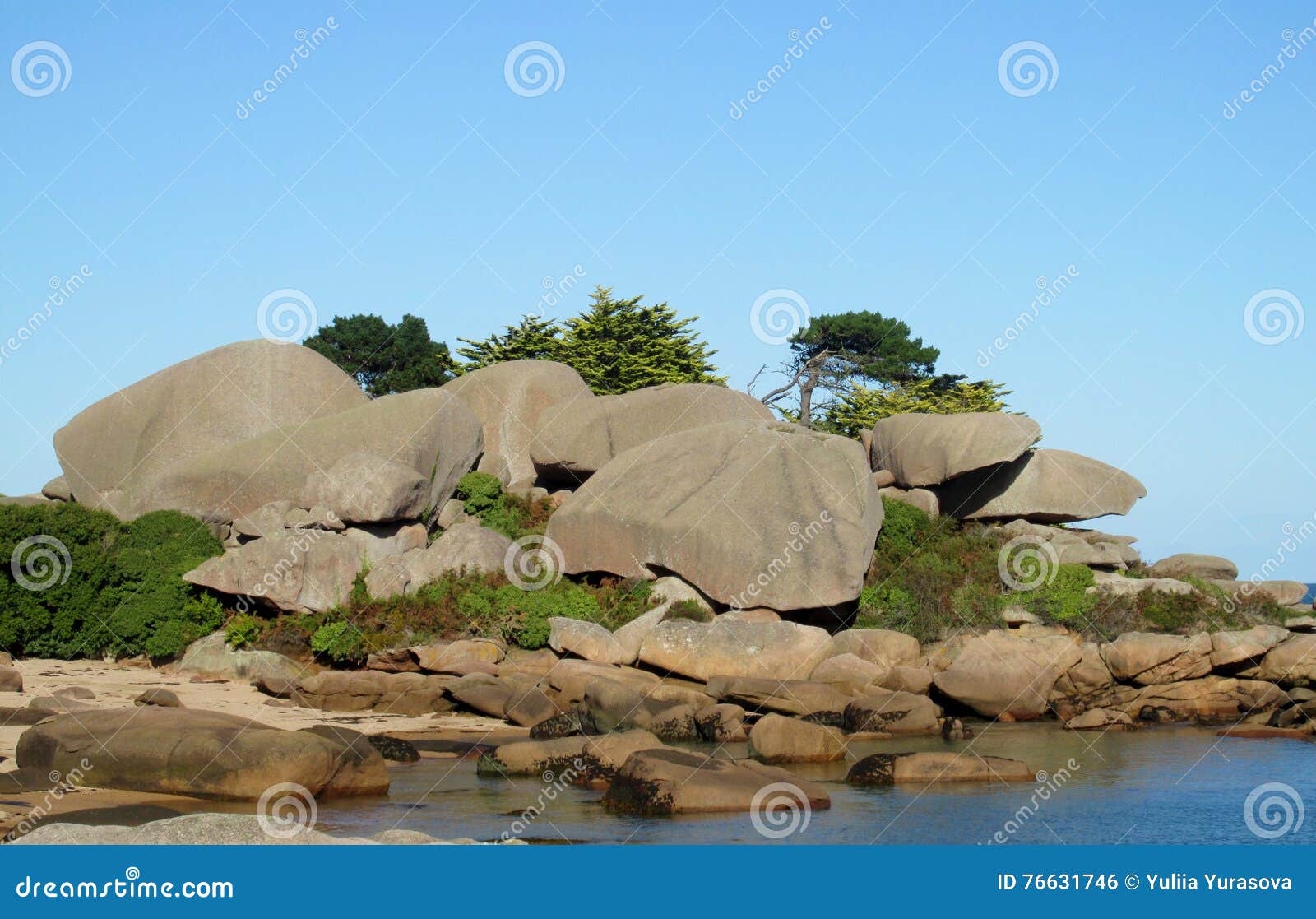 Beautiful Granite Cliffs at the Sea Coast Stock Photo - Image of ...