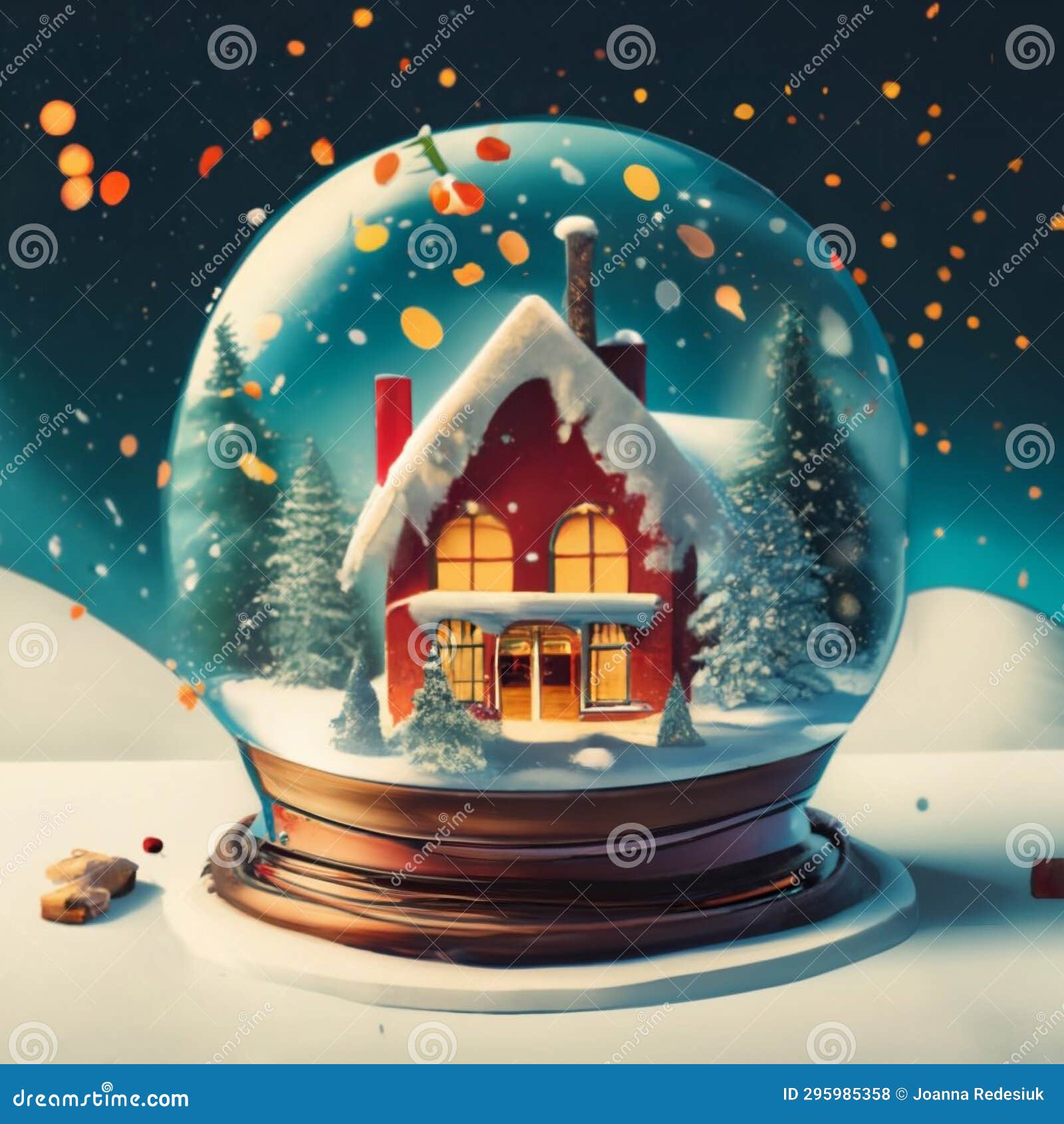 Beautiful Graphic for Christmas Snow Globe with House Stock ...