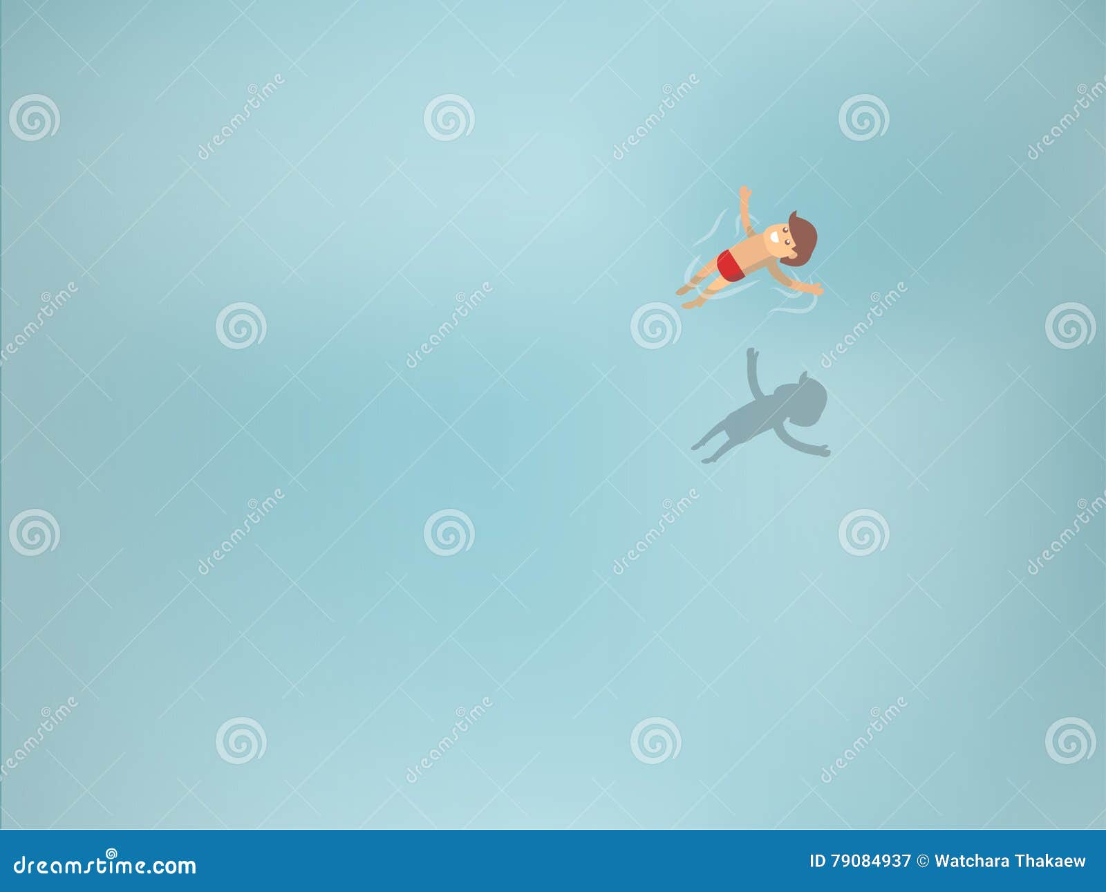 Beautiful Graphic Design of Man Floating in Transparent Sea Stock ...