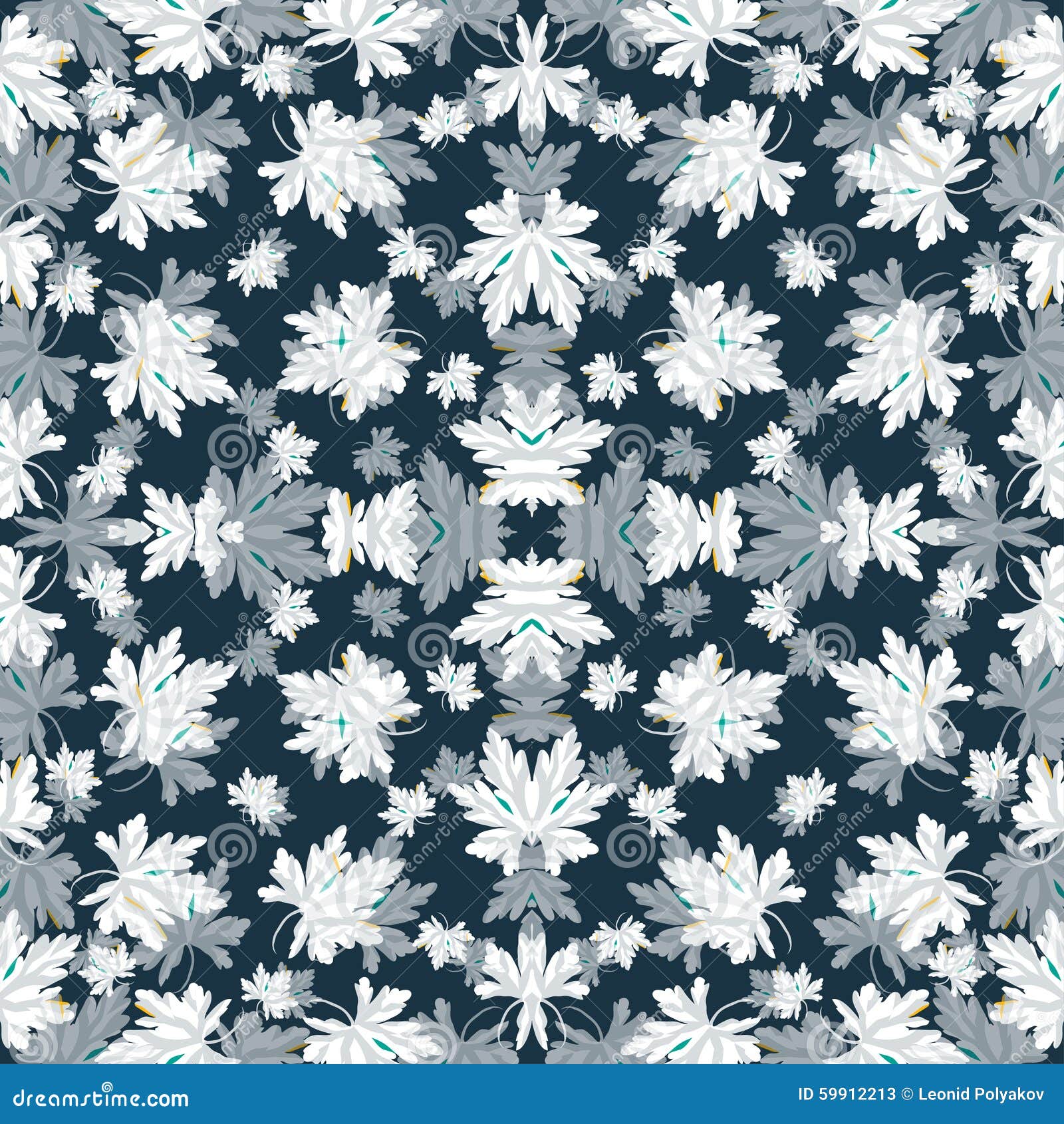 Beautiful Gray Tree Leaves on a Dark Background Vector Illustration ...