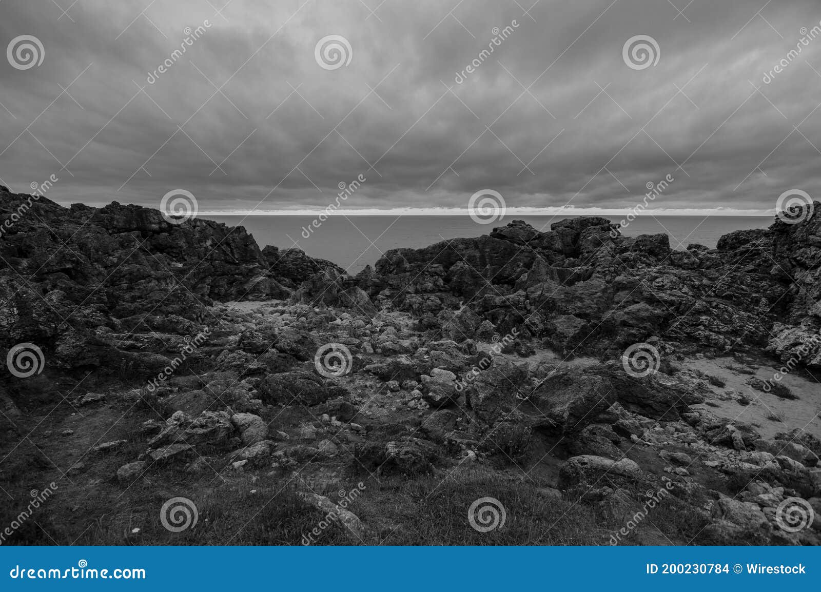 Beautiful Grayscale Shot of Seascape Stock Photo - Image of coastline ...