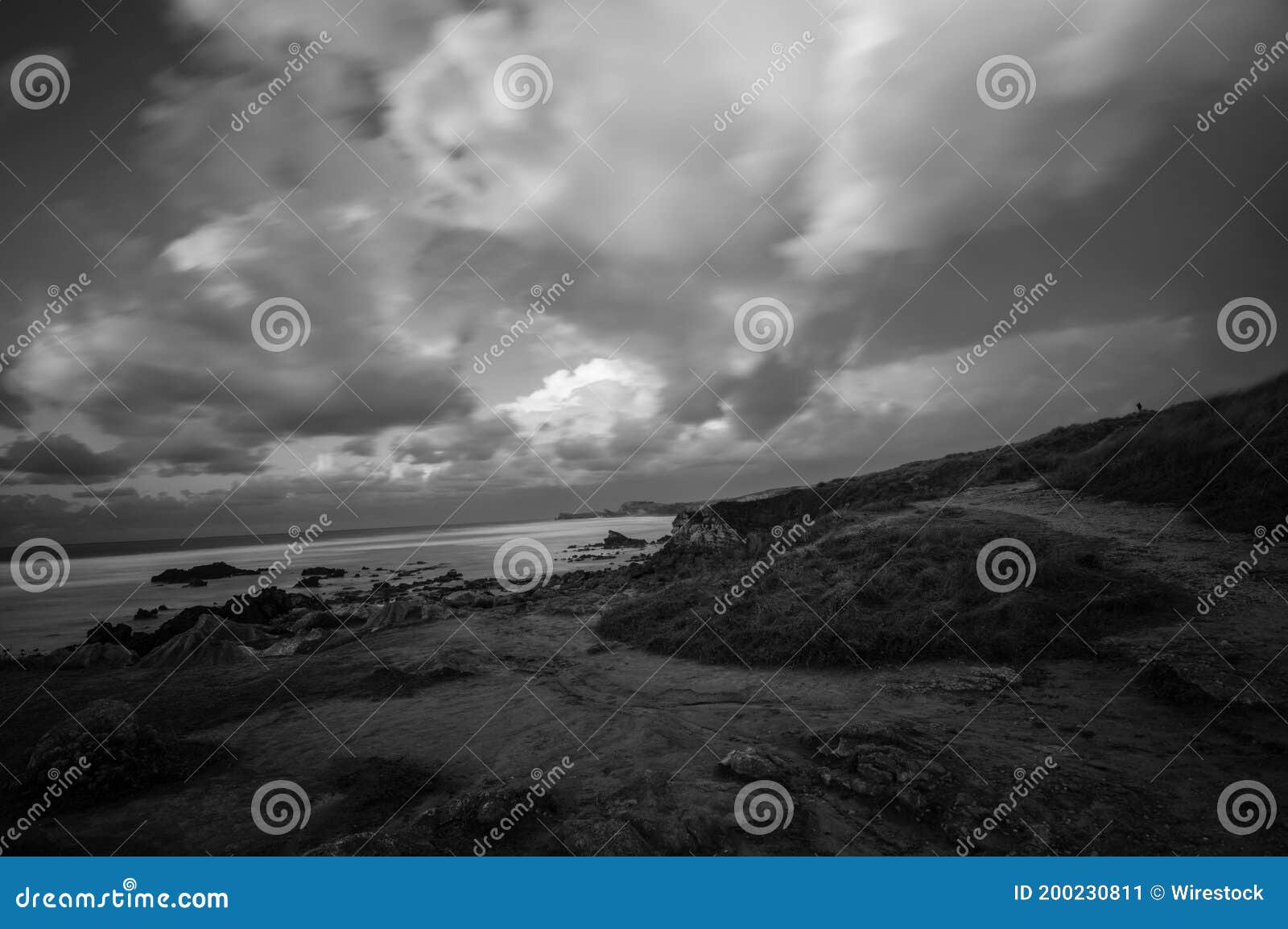 Beautiful Grayscale Shot of Seascape Stock Image - Image of summer ...