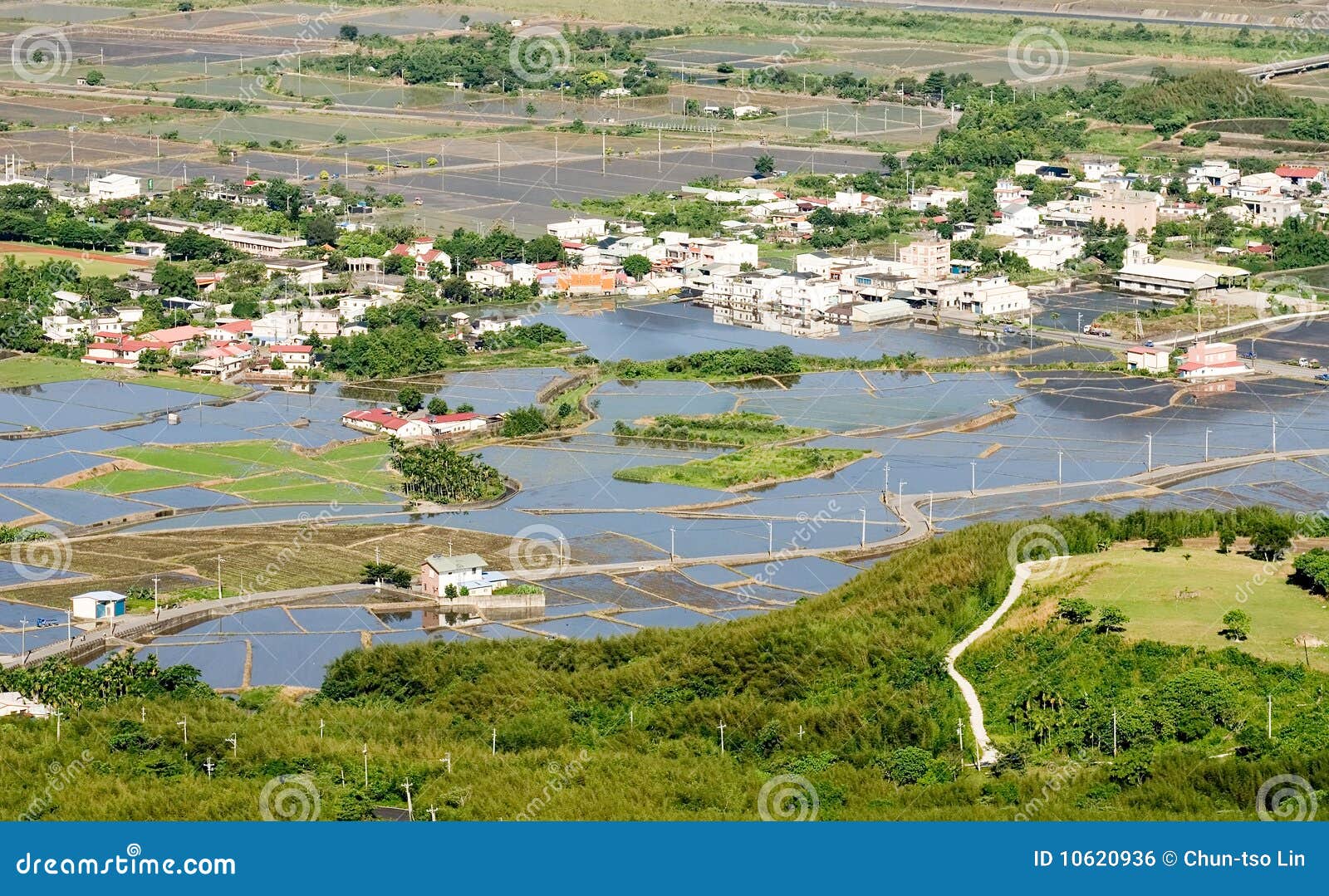 Beautiful Green and Blue Farm Stock Photo - Image of china, asian: 10620936
