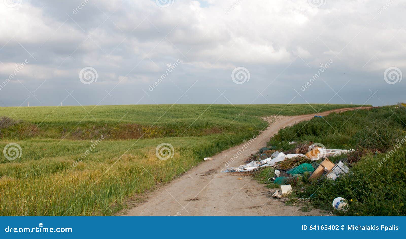 Beautiful Green Field in Spring Full of Garbage Stock Photo - Image of ...