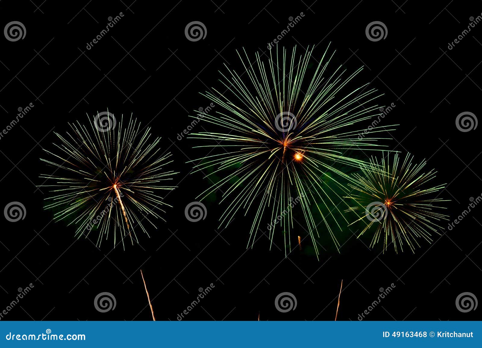 Beautiful Green Firework Display Stock Photo - Image of gleam ...