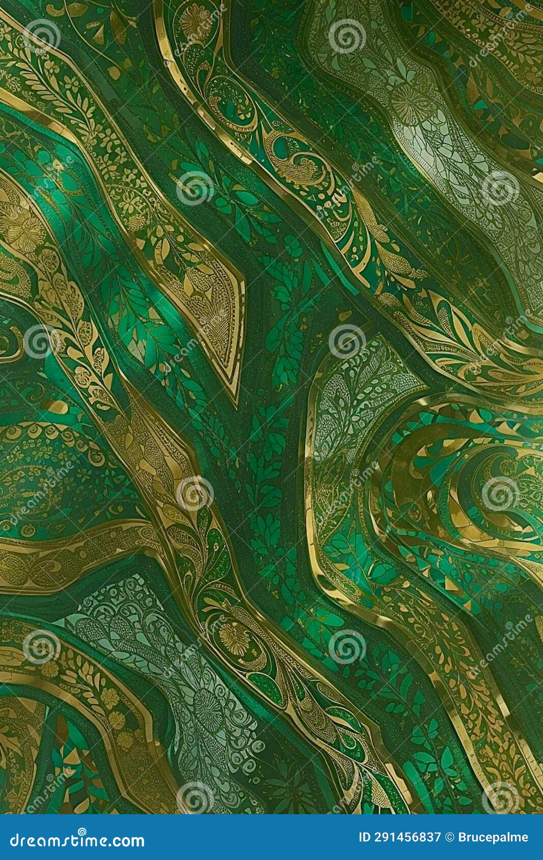 A Beautiful Green and Gold Pattern. AI Generated Stock Illustration ...