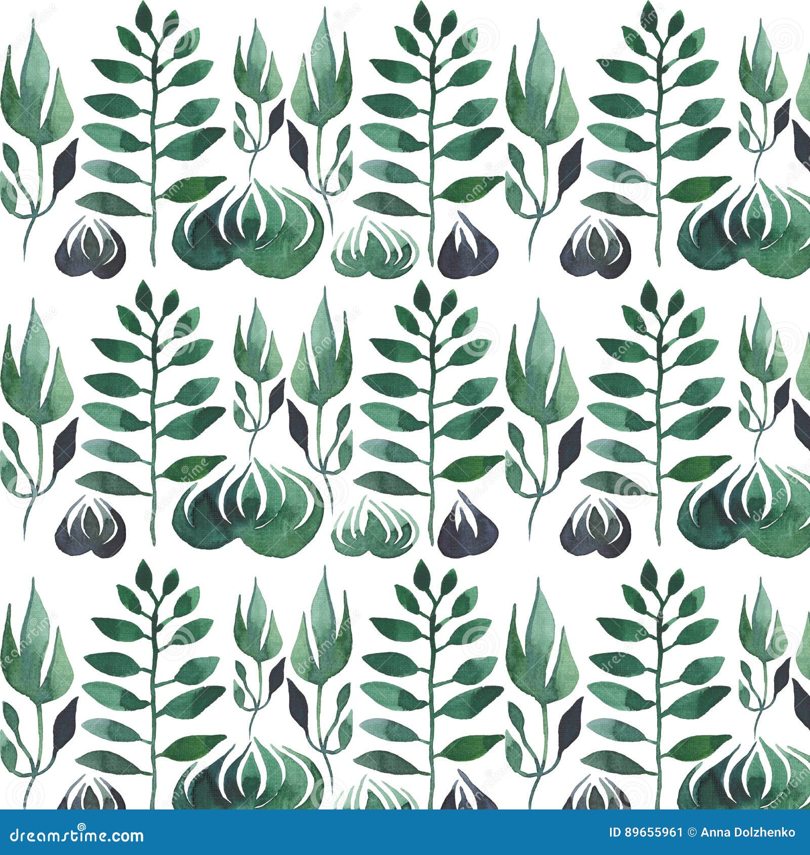 Beautiful Green Grass Seamless Pattern Watercolor Stock Illustration ...