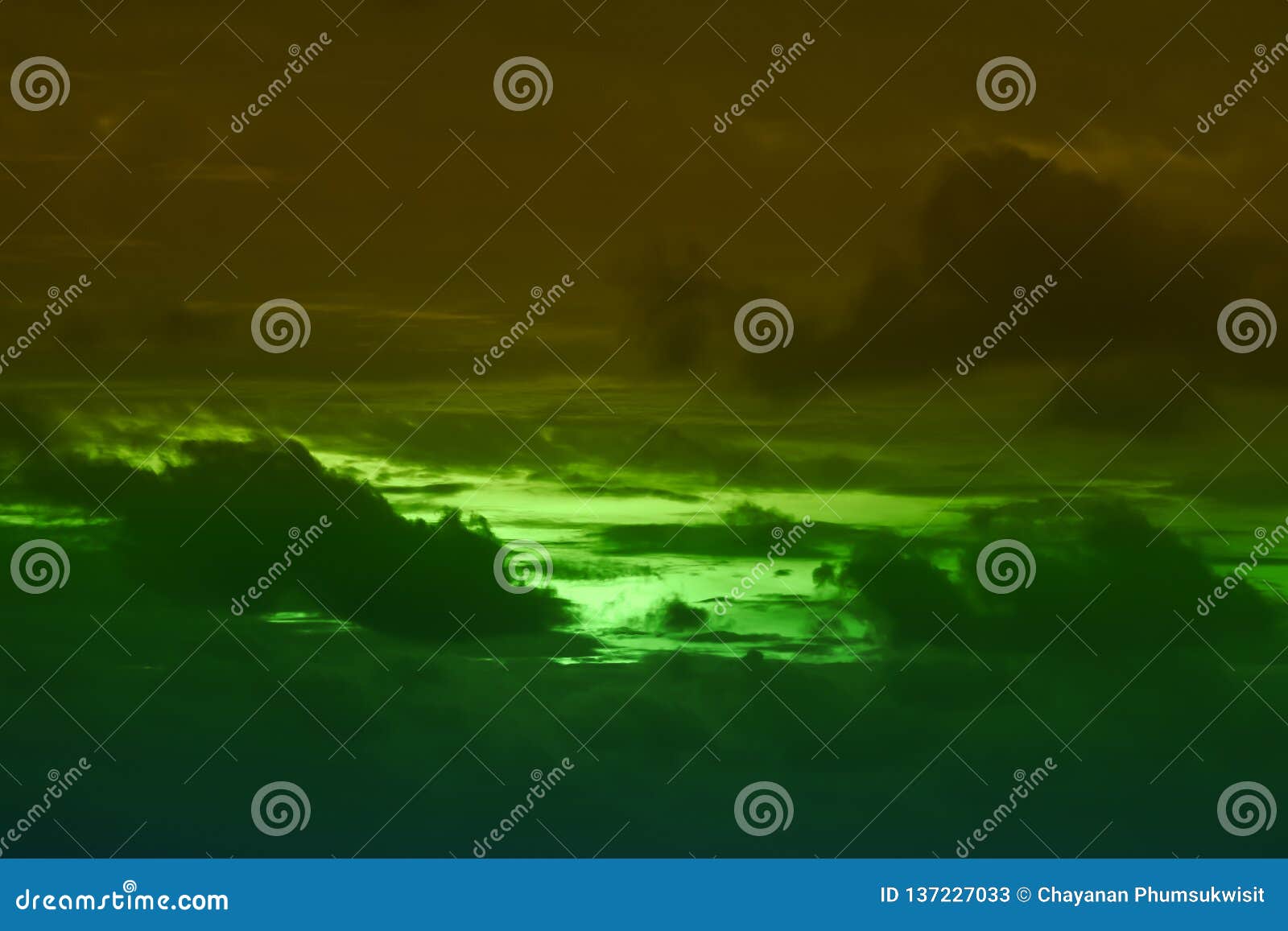 Beautiful Green Heap Clouds with Clear Blue Sky and Sun Stock Image ...