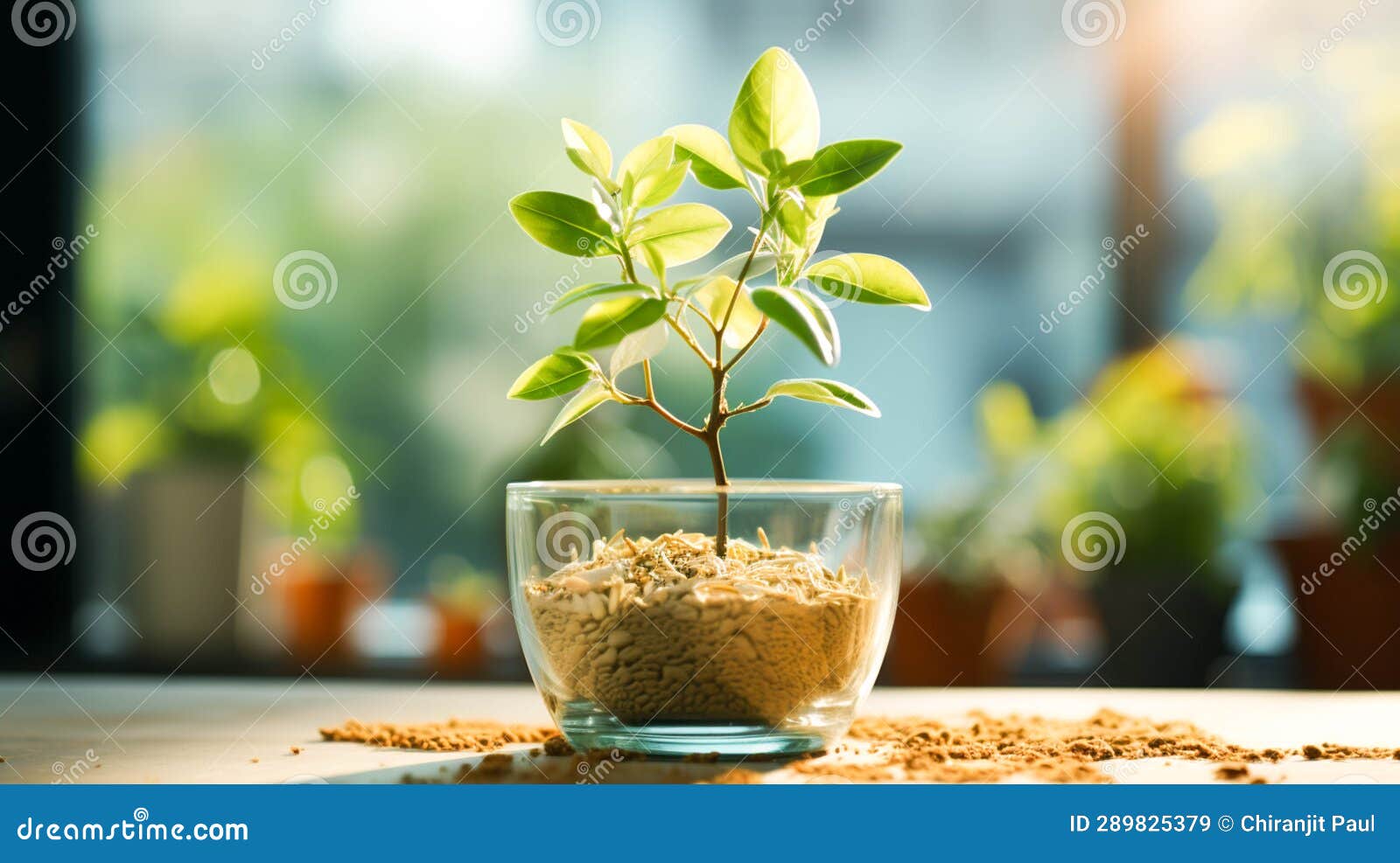 A Beautiful Green Leaf Grows in a Small Flower Pot Stock Image - Image ...