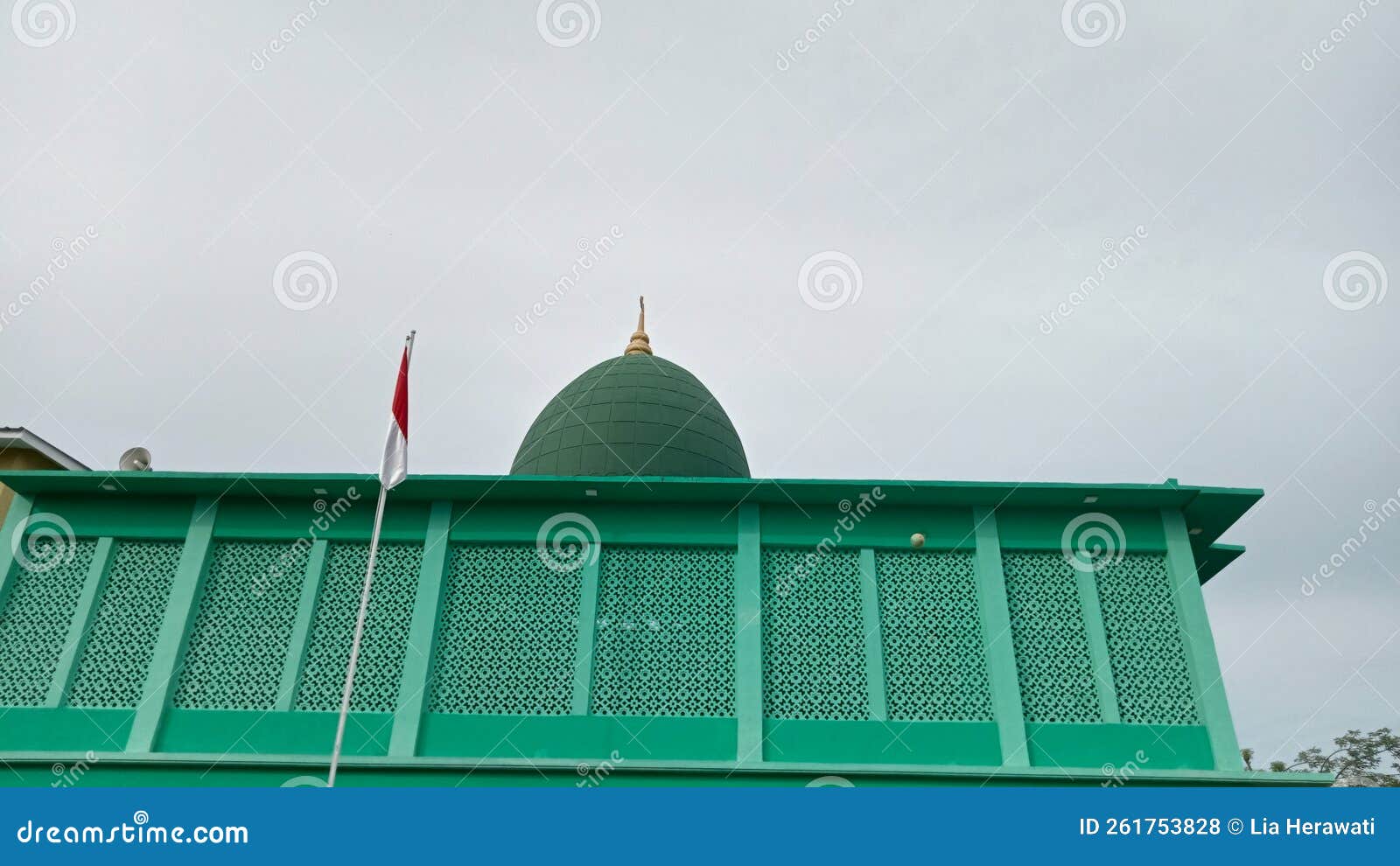 A Beautiful Green Mosque in the Cloudy Weather Editorial Stock Photo ...