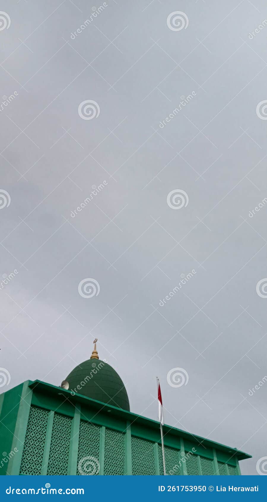 A Beautiful Green Mosque in a Dark Cloudy Weather Editorial Image ...