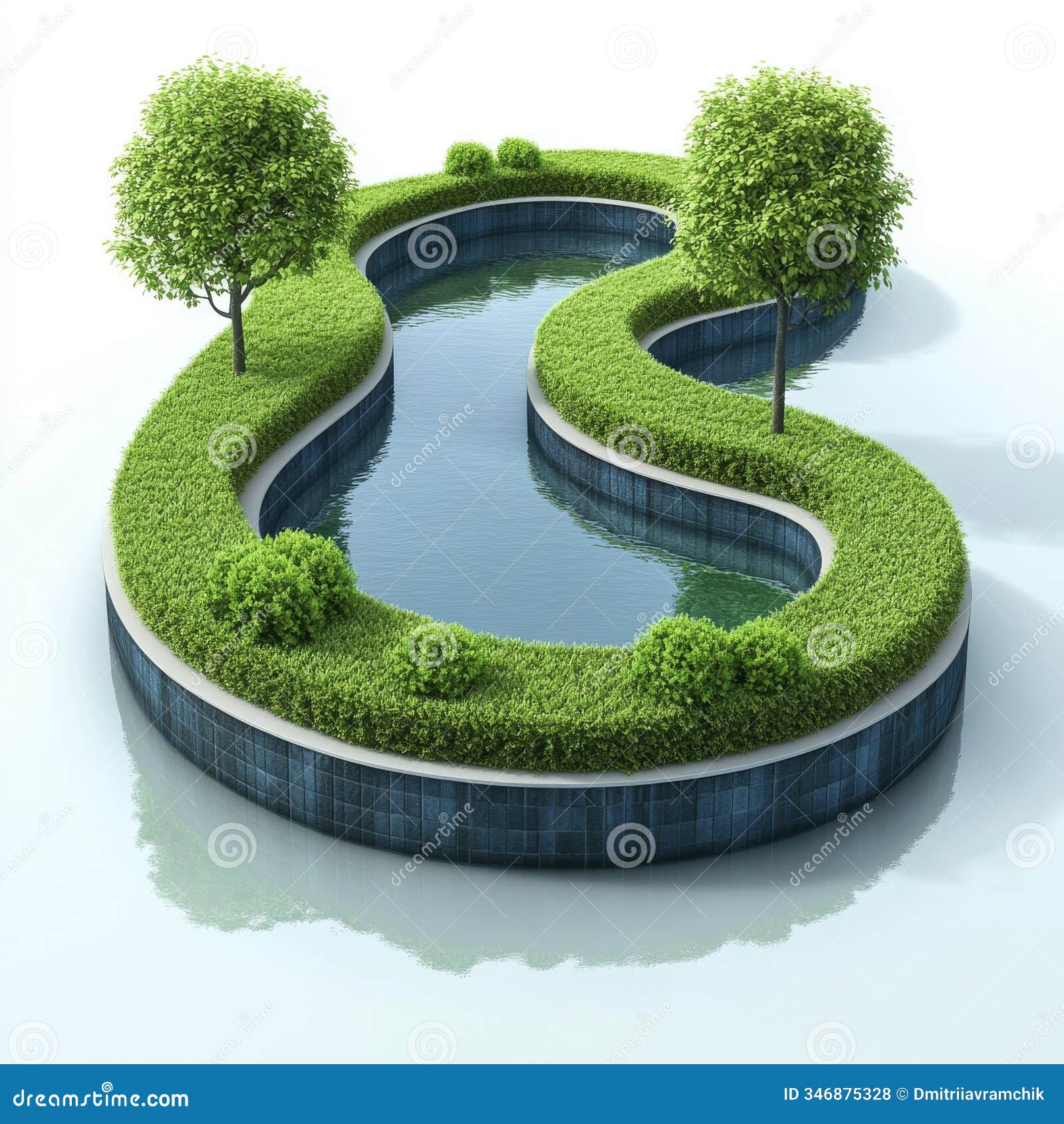 A Beautiful Green Park Design with Paths and Trees Stock Photo - Image ...