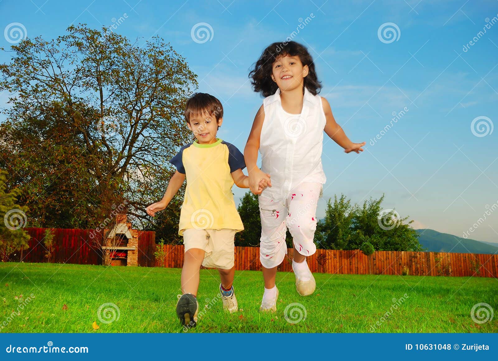Beautiful Green Place and Children Activities Stock Photo - Image of ...