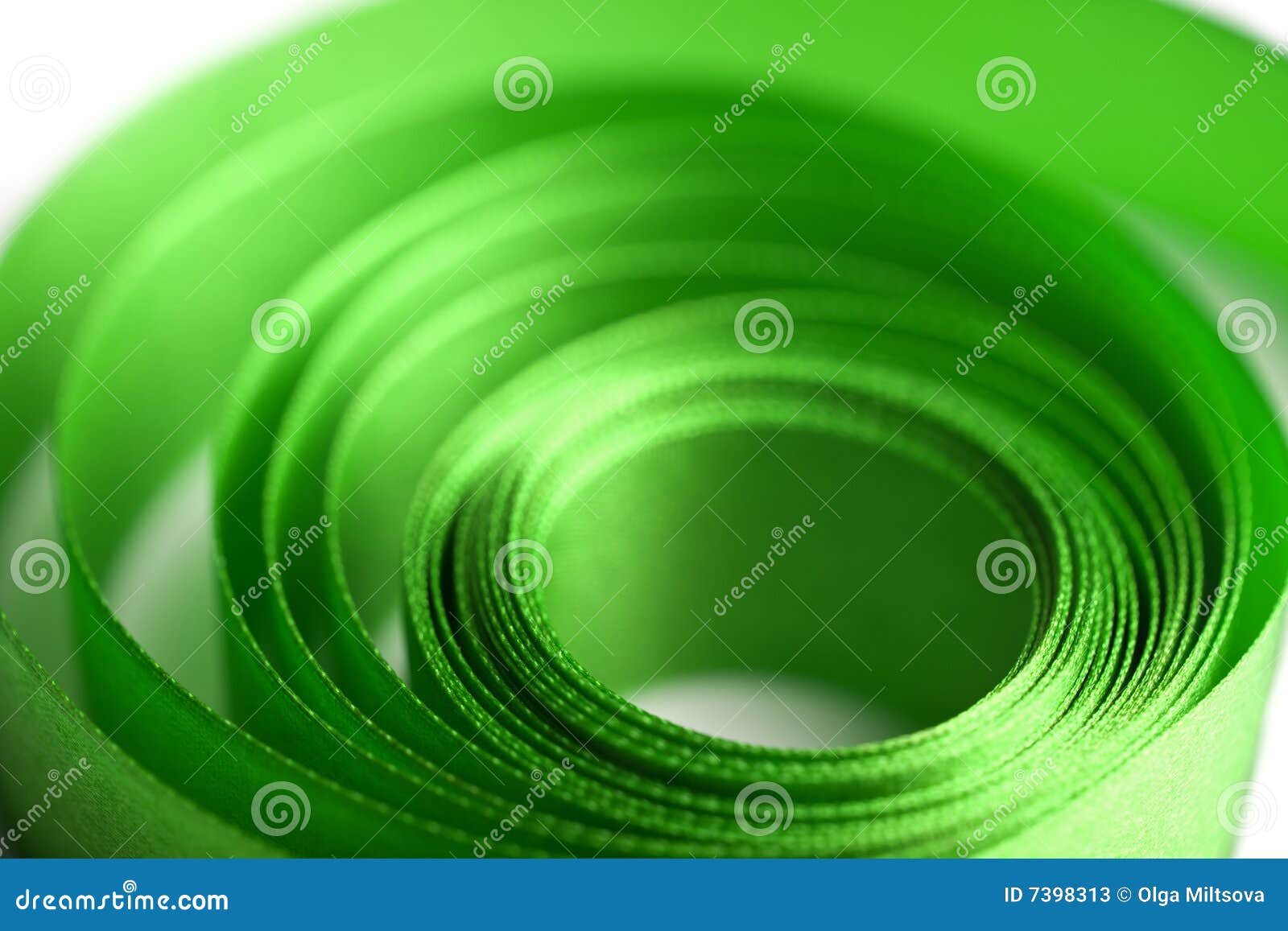 Beautiful Green Ribbon in Spiral Form Stock Image - Image of closeup ...