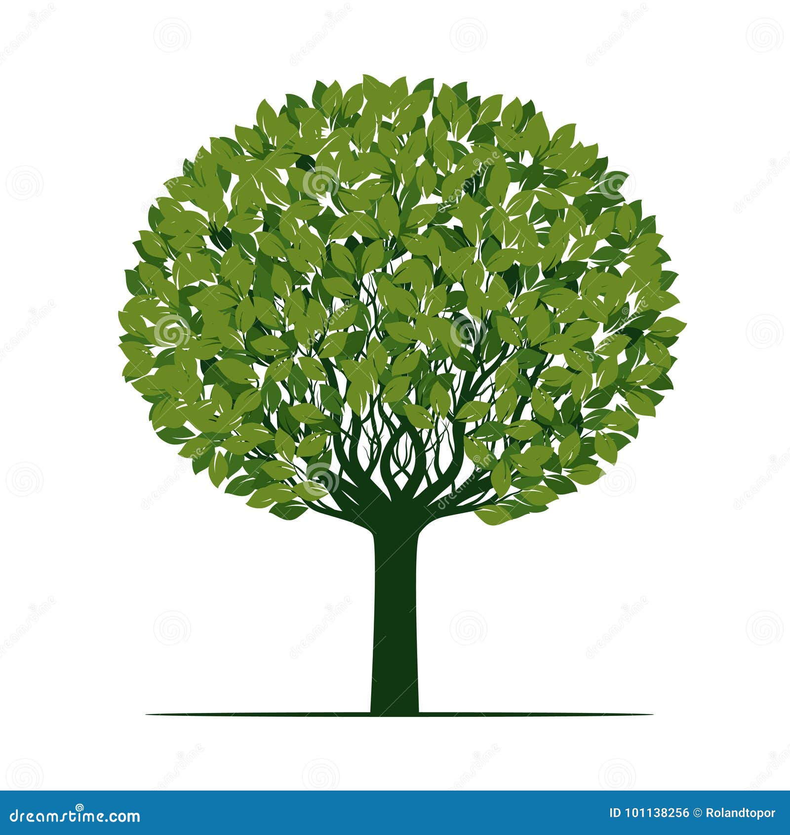 Beautiful Green Tree with Leaves. Vector Illustration. Stock Vector ...