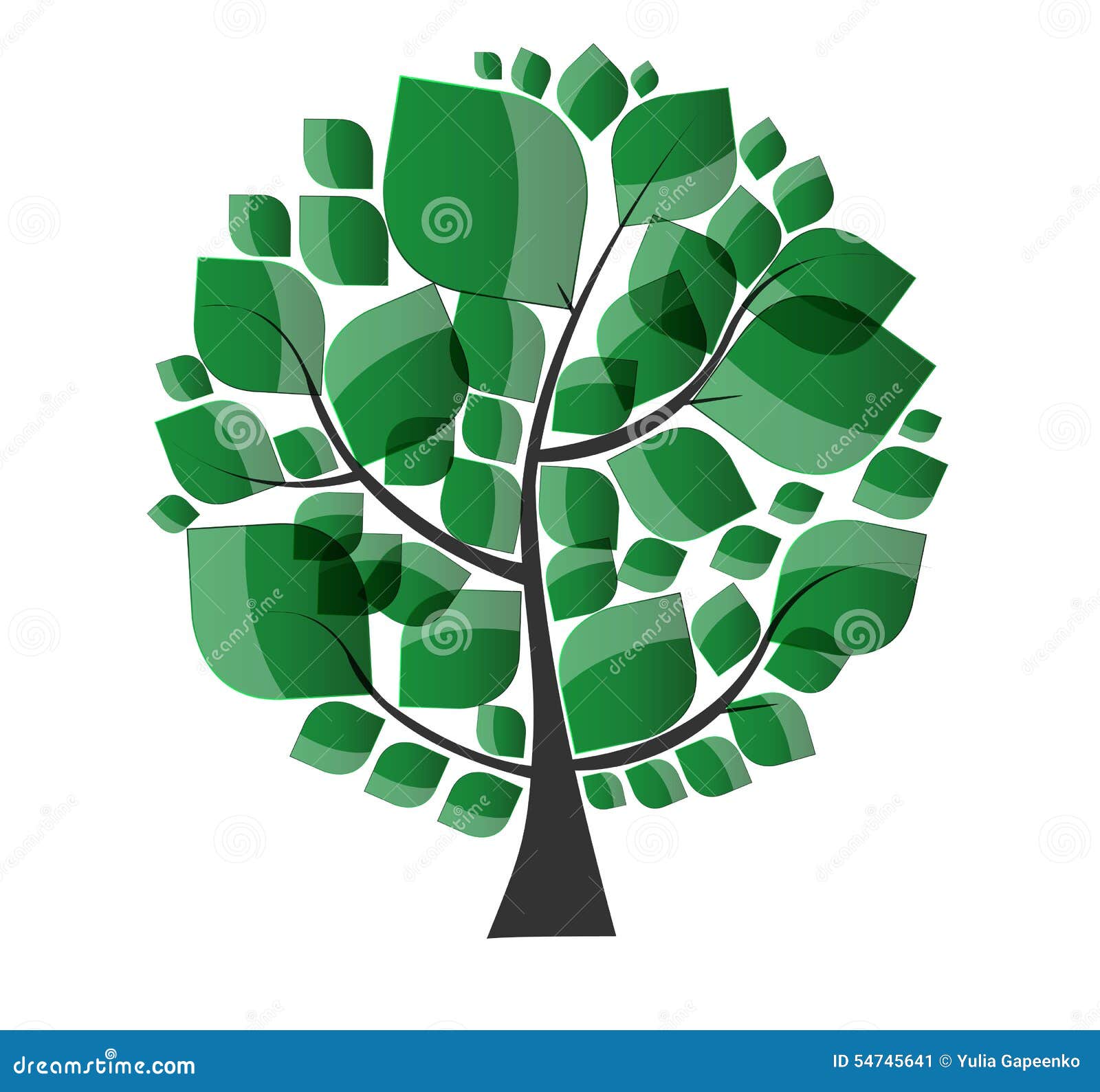 Beautiful Green Tree on a White Background Vector Stock Vector ...