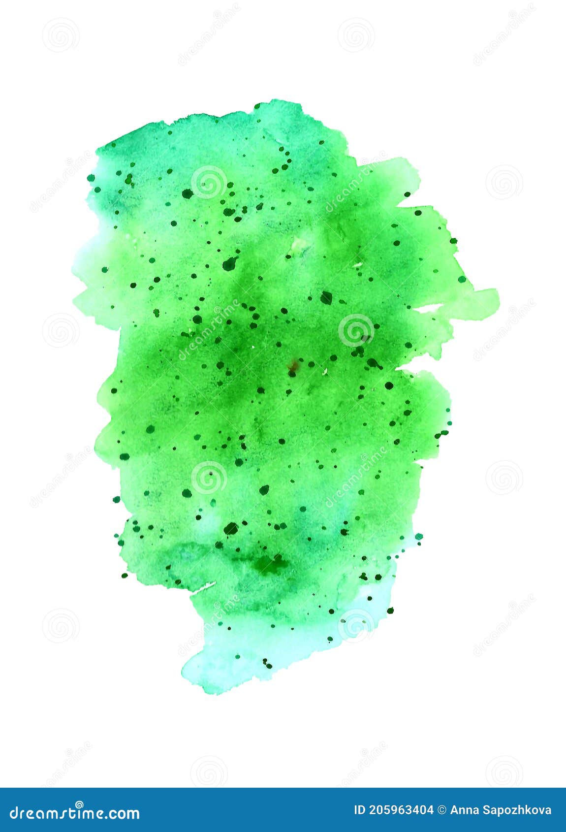 Beautiful Green Watercolor Background with Splashes. Stock Illustration ...
