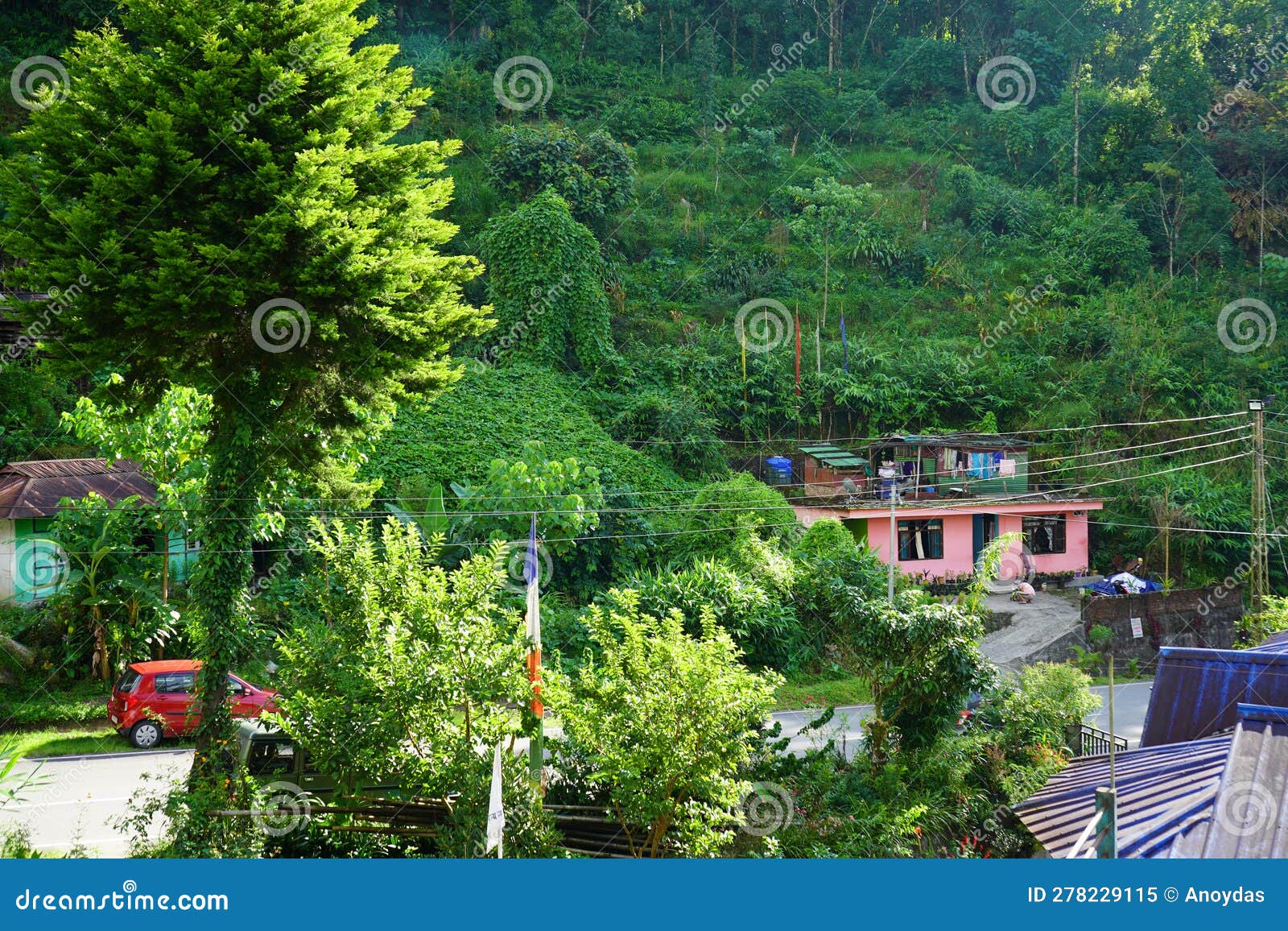 A Beautiful and Greenery Village at Lingtham Sikkim Stock Image - Image ...