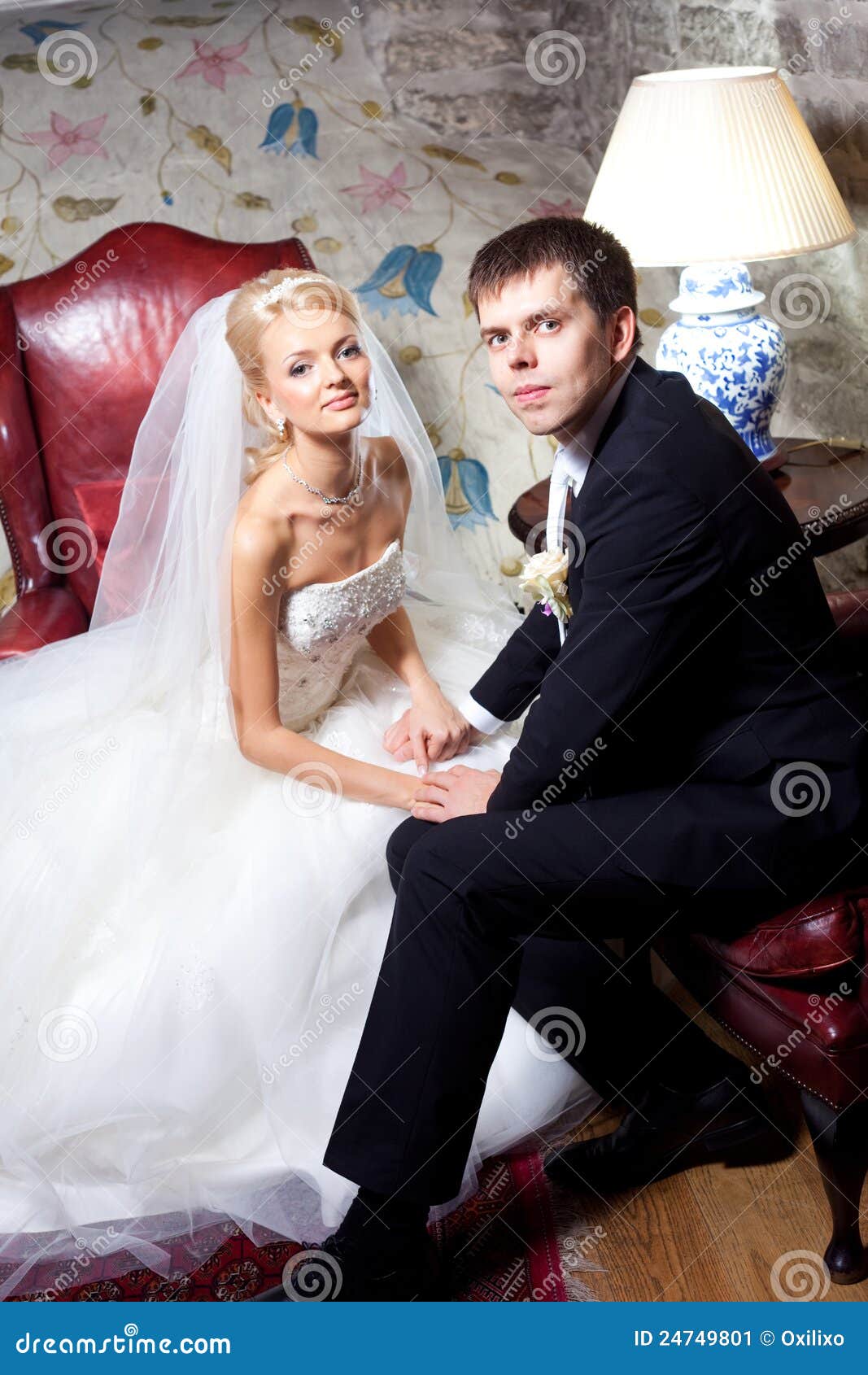 Beautiful Groom and Bride in Interior Stock Image - Image of keeping ...