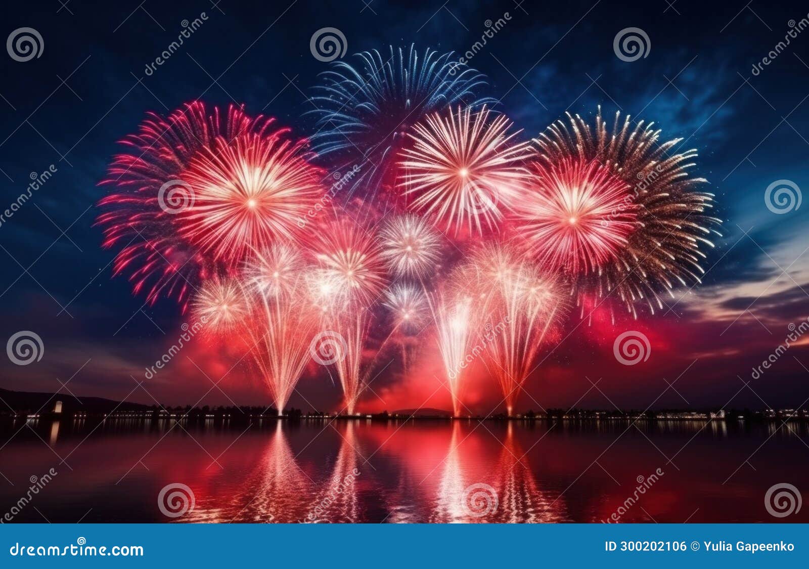 A Beautiful Group of Fireworks Float into the Night Stock Photo - Image ...