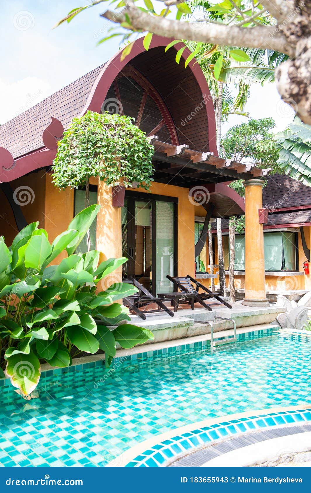 Beautiful guest house editorial stock photo. Image of paradise - 183655943