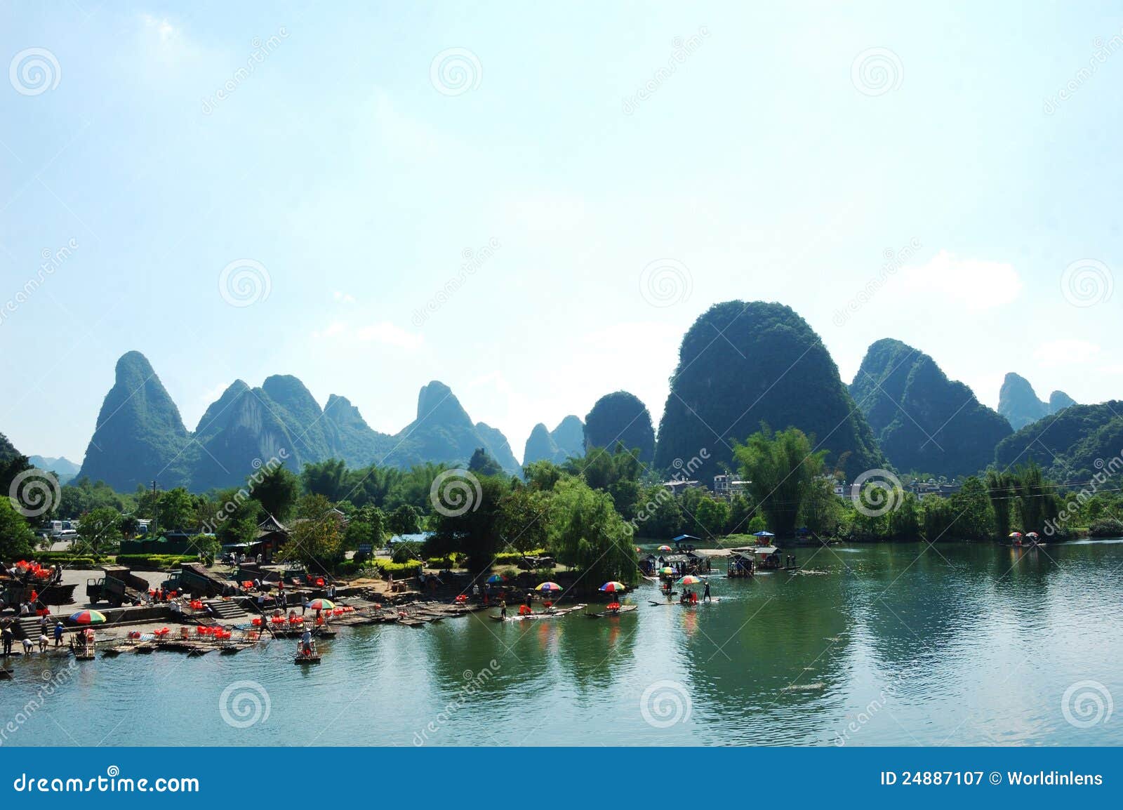 Beautiful Guilin stock image. Image of ferries, mountains - 24887107