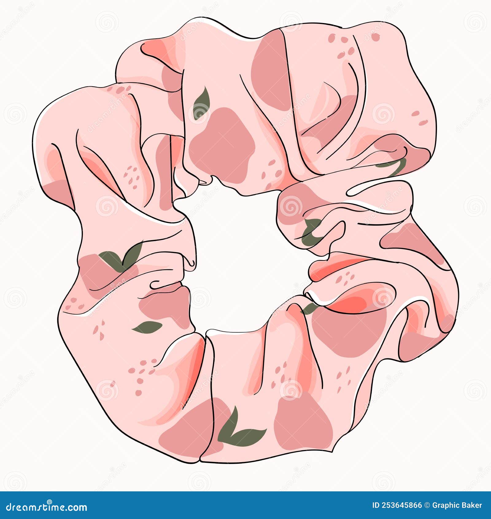Beautiful hair scrunchie. stock vector. Illustration of cute - 253645866