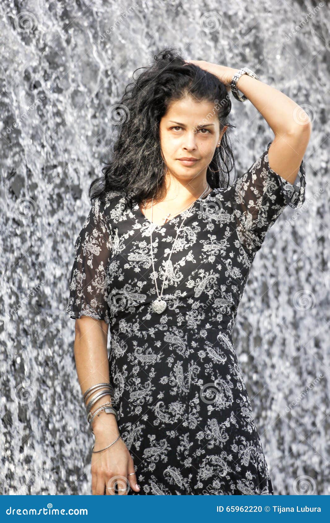 Beautiful Girl and a Waterfall Stock Photo - Image of fashion, people ...